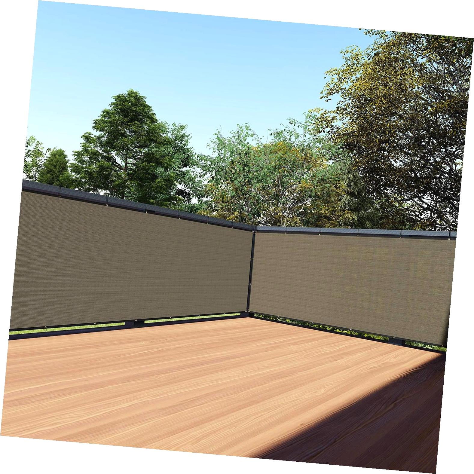 Fuliko 3' x 15' Brown Balcony Privacy Screen Fence 200GSM Deck Fence ...