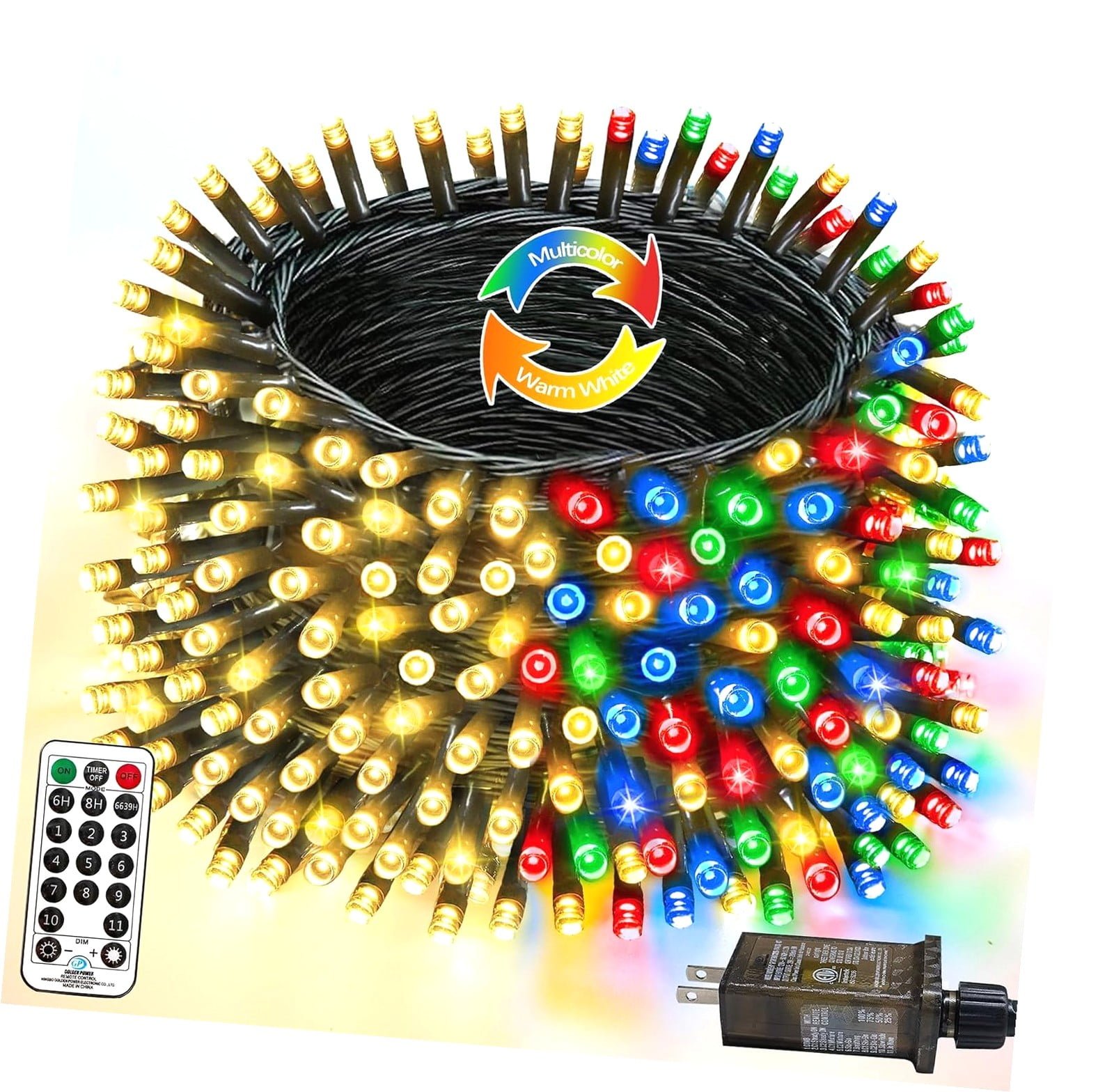 Fuliko 300 99 Foot Color Changing Christmas Lights with Remote Control ...