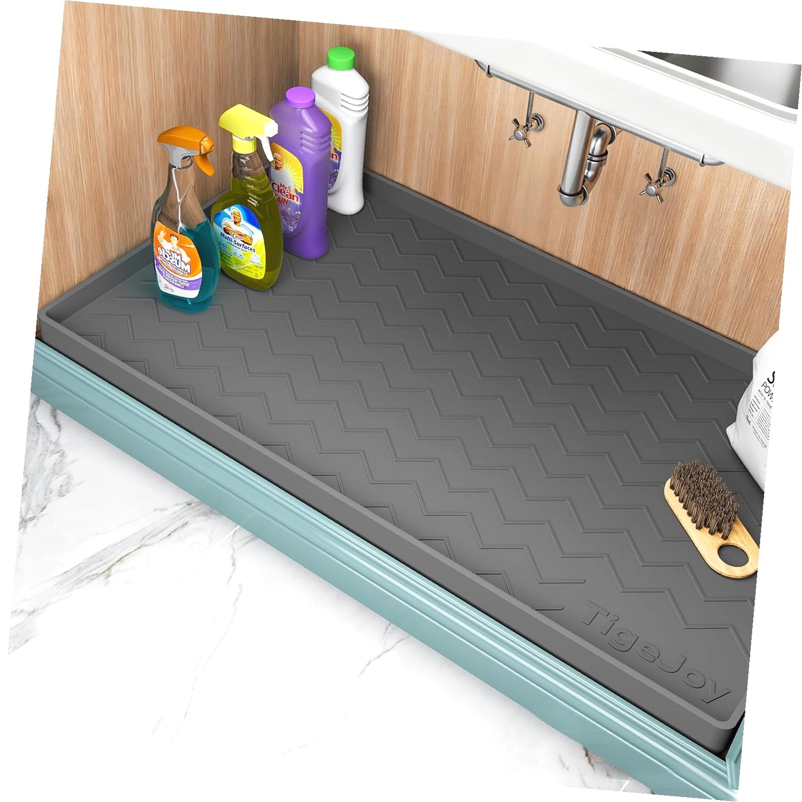 Fuliko 34" 19" Under Sink Mats for Kitchen Cabinets, Mat Sink Protector ...