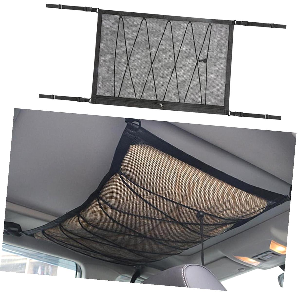 Fuliko 35.4"×25.6" Car Ceiling Cargo Net - Adjustable Buckle Roof Mesh ...