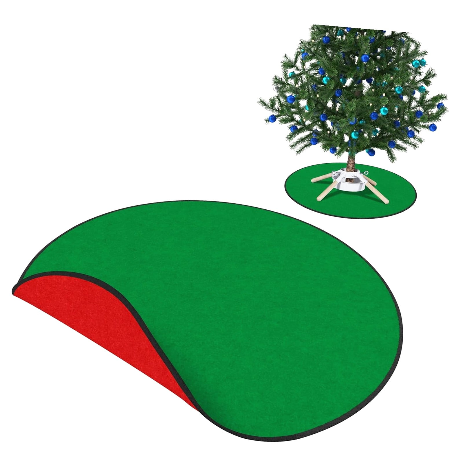 Fuliko 35" Christmas Tree Stand Mat, Reversible Felt Christmas Tree Pad ...