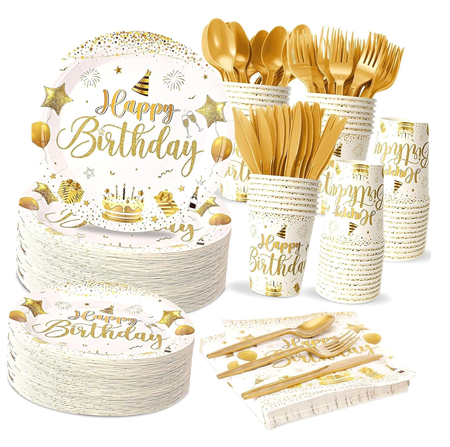 Fuliko 350 Piece Birthday Celebration Tableware Collection, Serving 50 ...