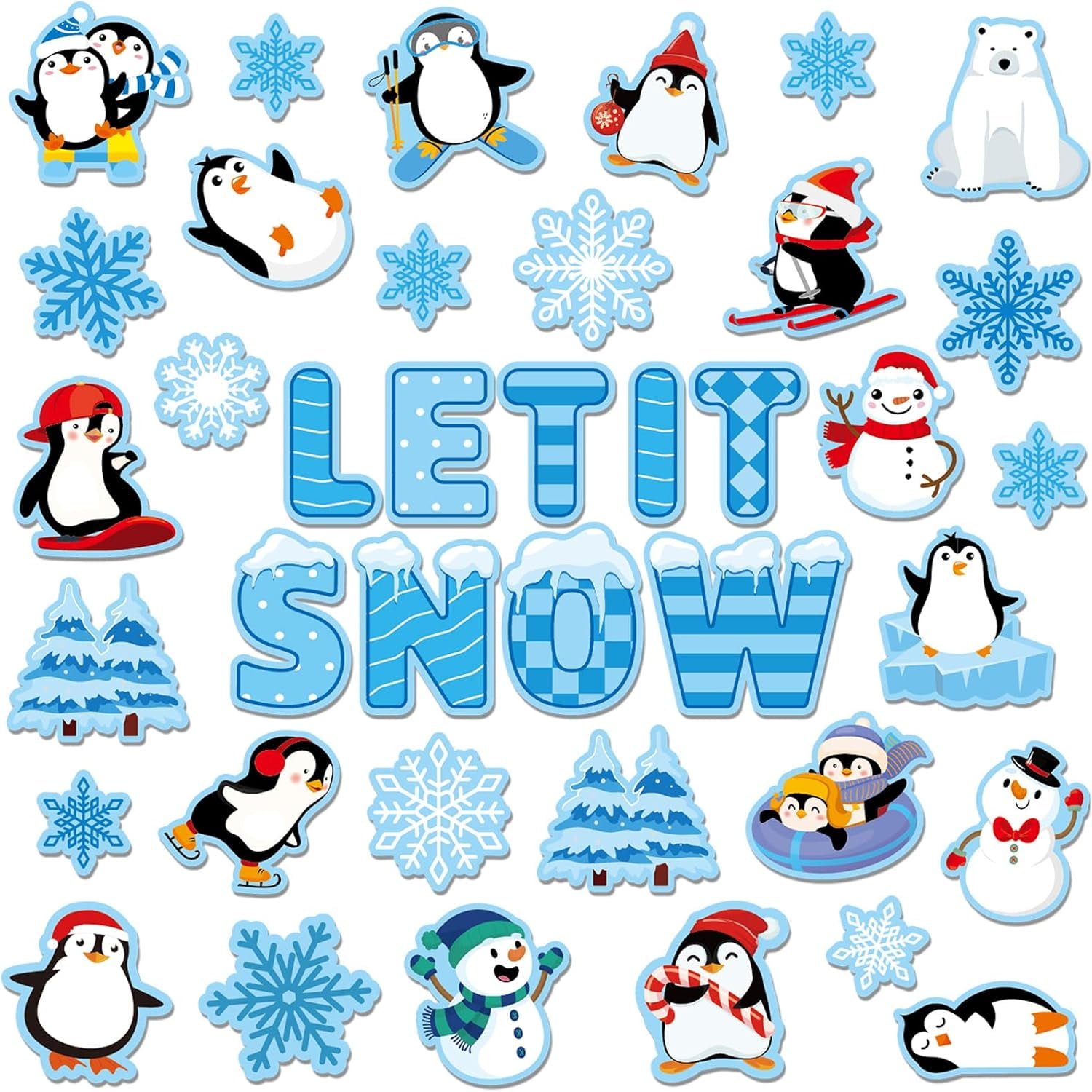 Fuliko 36 Pieces Christmas Refrigerator Magnets Winter Refrigerator ...