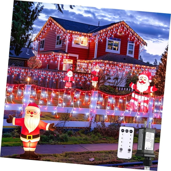 Fuliko 38.8 Ft 400 Icicle Christmas Lights for Use, 8 Modes Red and ...