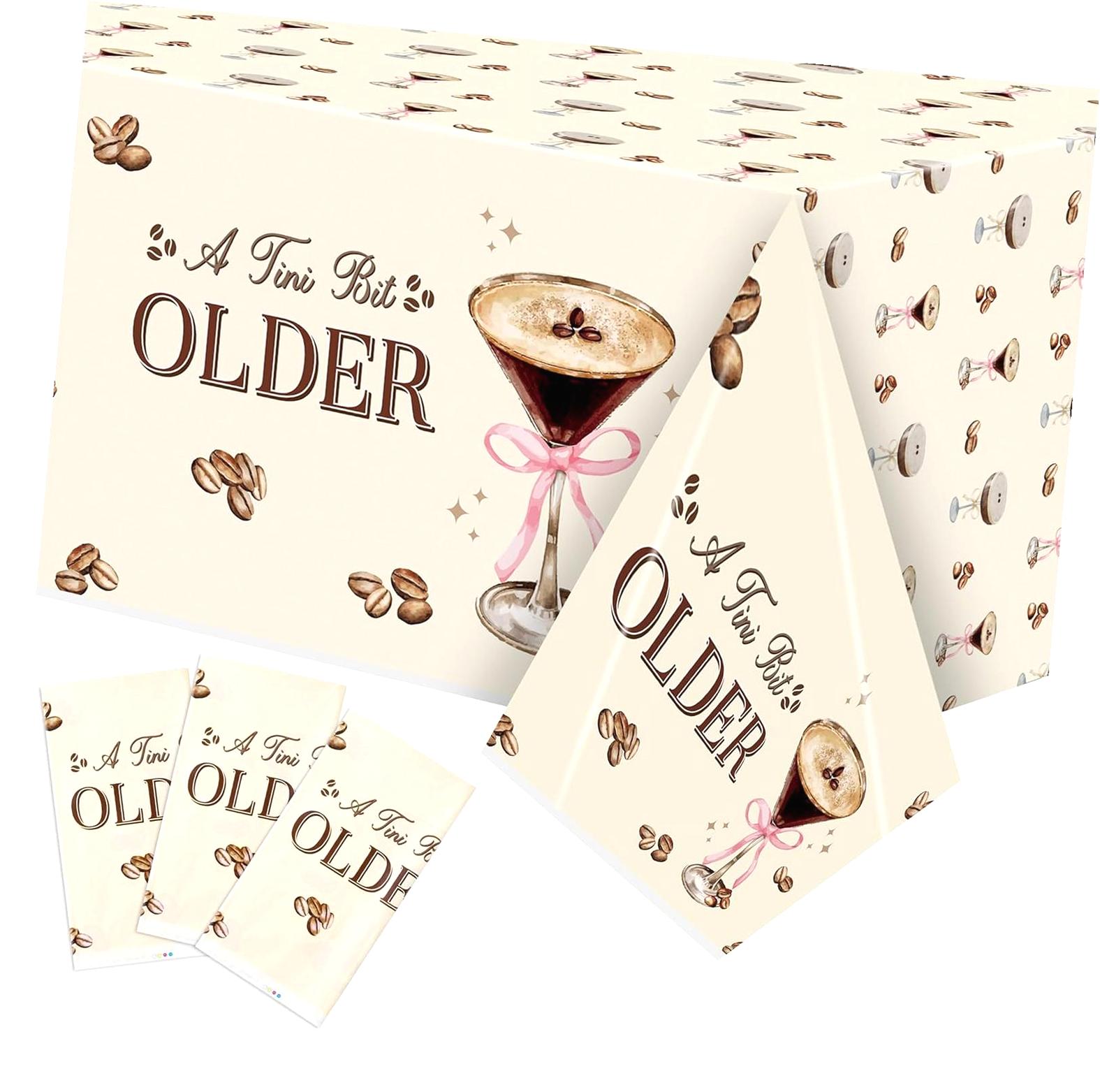 Fuliko 3Pcs Coffee Martini Tablecloths A Tini Bit Older Birthday Table ...