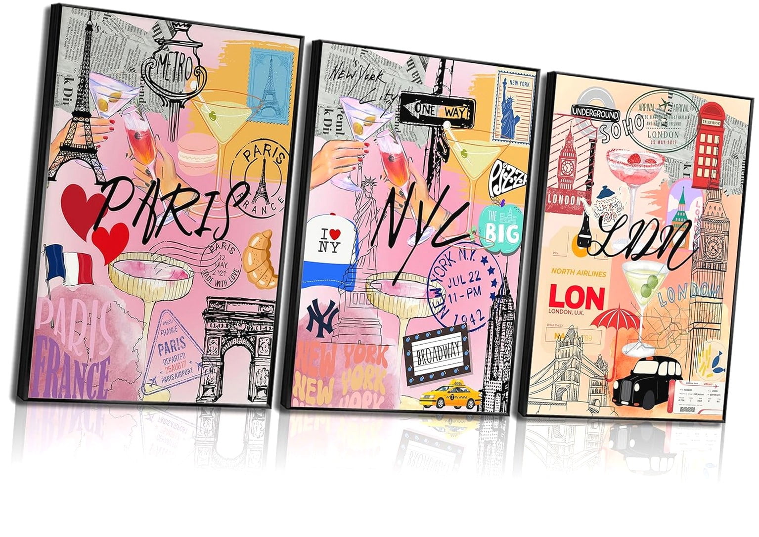 Fuliko 3Pcs Urban Graffiti Wall Paris Famous Landmarks Canvas Poster ...