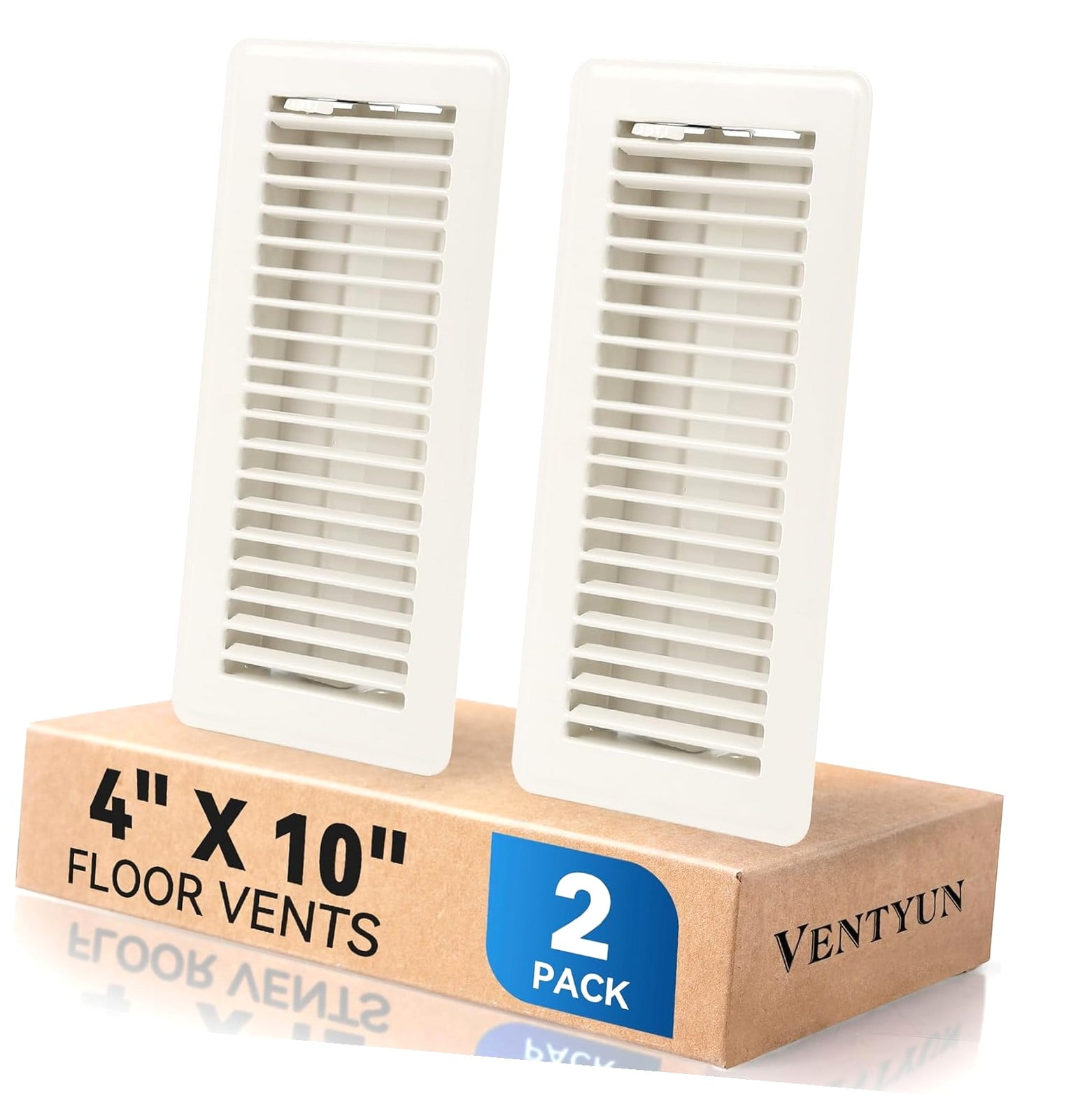 Fuliko 4"" Floor Register Vent Covers 2-Pack, Walkable Powder- Metal ...