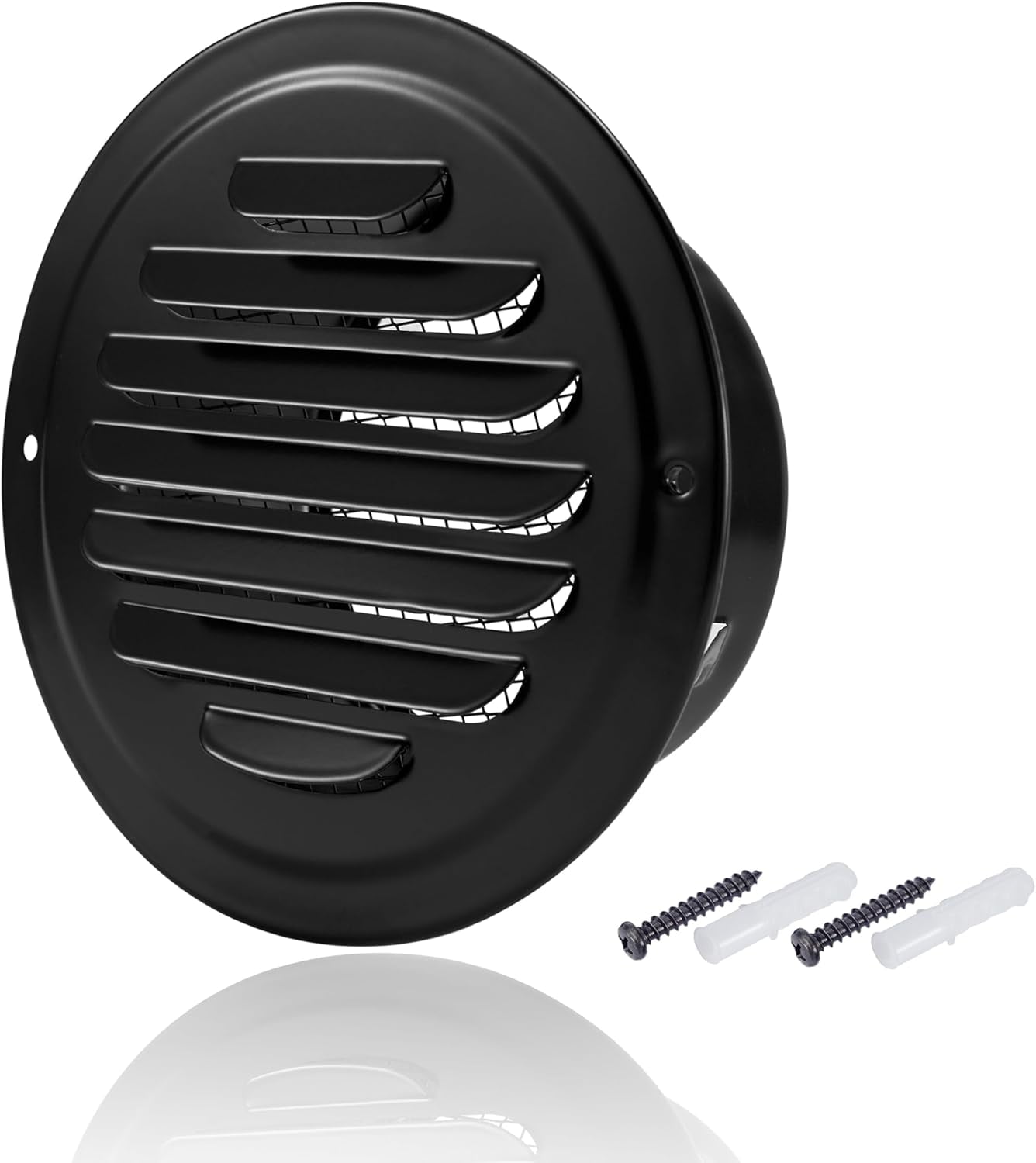 Fuliko 4 Inch Steel Air Vent Cover, Soffit Vent Cover Louvered Grille Cover Hood Flat Ducting ...