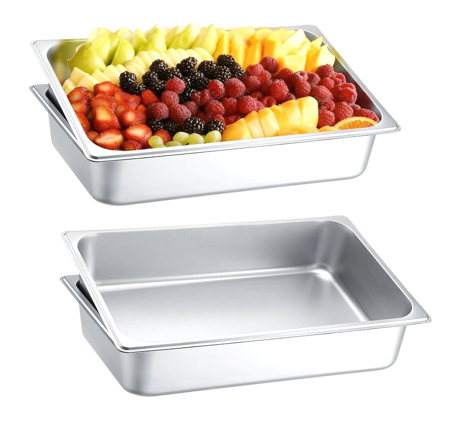 Fuliko 4 Pack Hotel Pans 1/1 Full Size 4 Inch Deep, Steel Food Pan, 21 ...