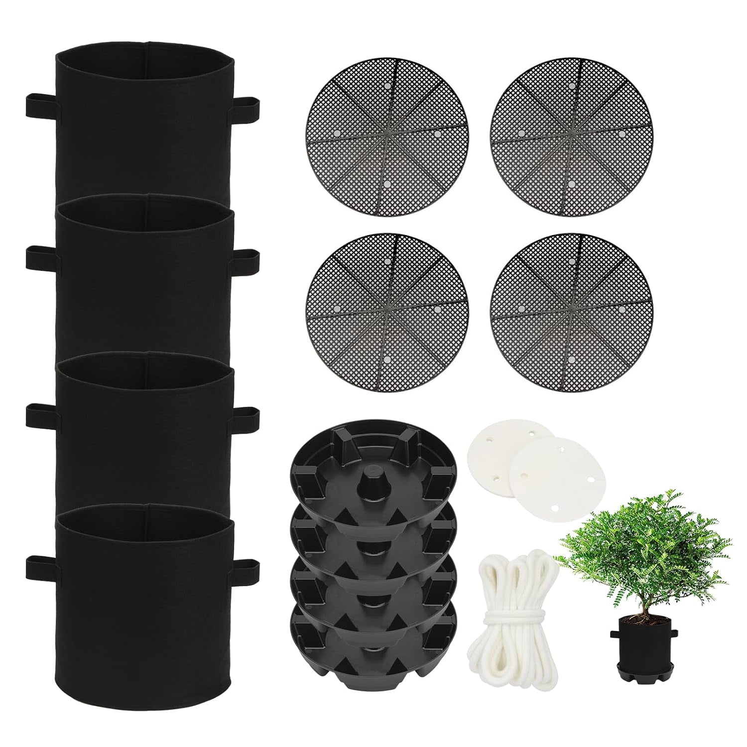 Fuliko 4 Pack Self-Watering Pots Elevated Plant Saucers, Auto Plant ...