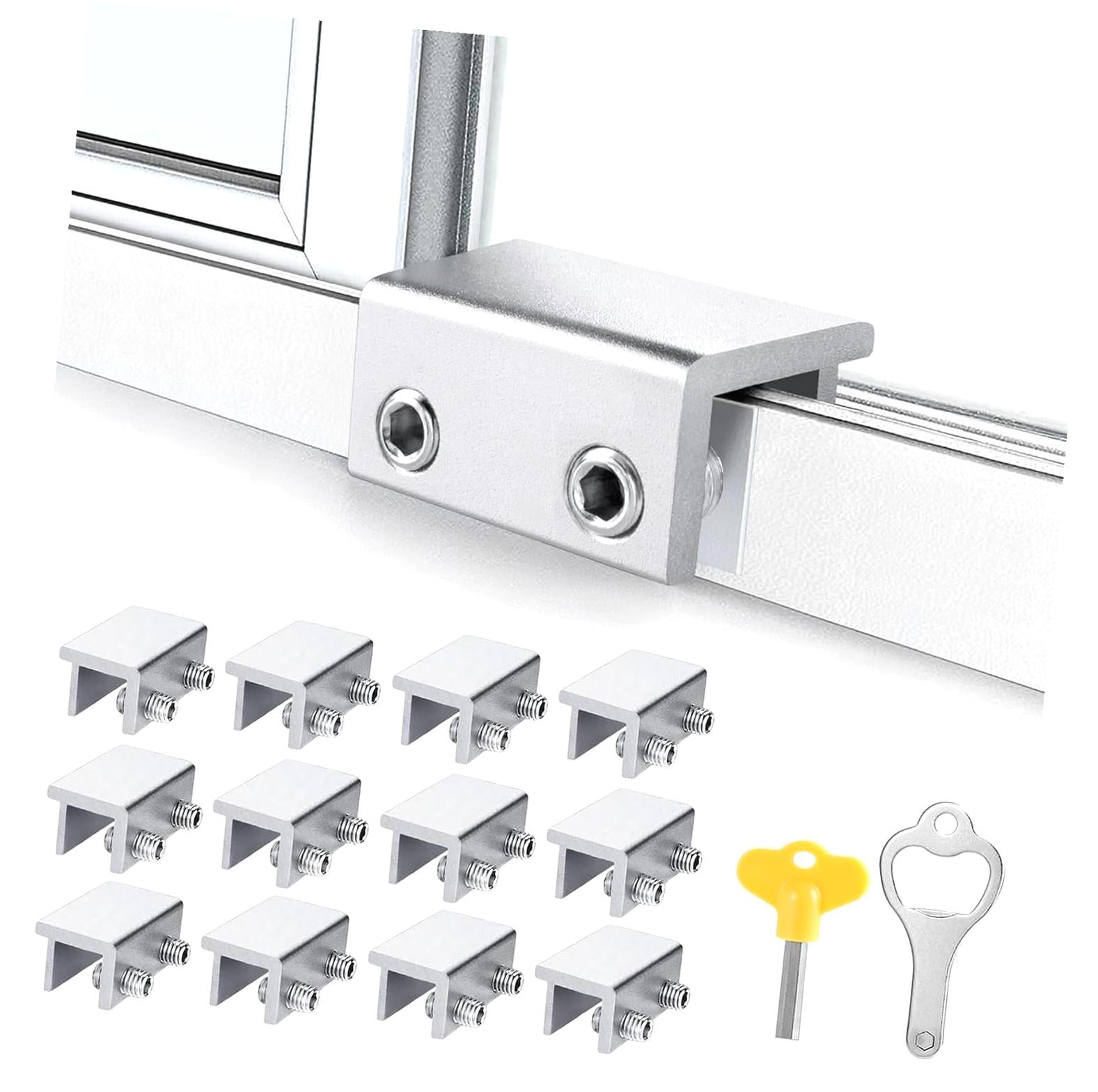 Fuliko 4 Pack Sliding Window Locks with Key, Adjustable Security Locks ...