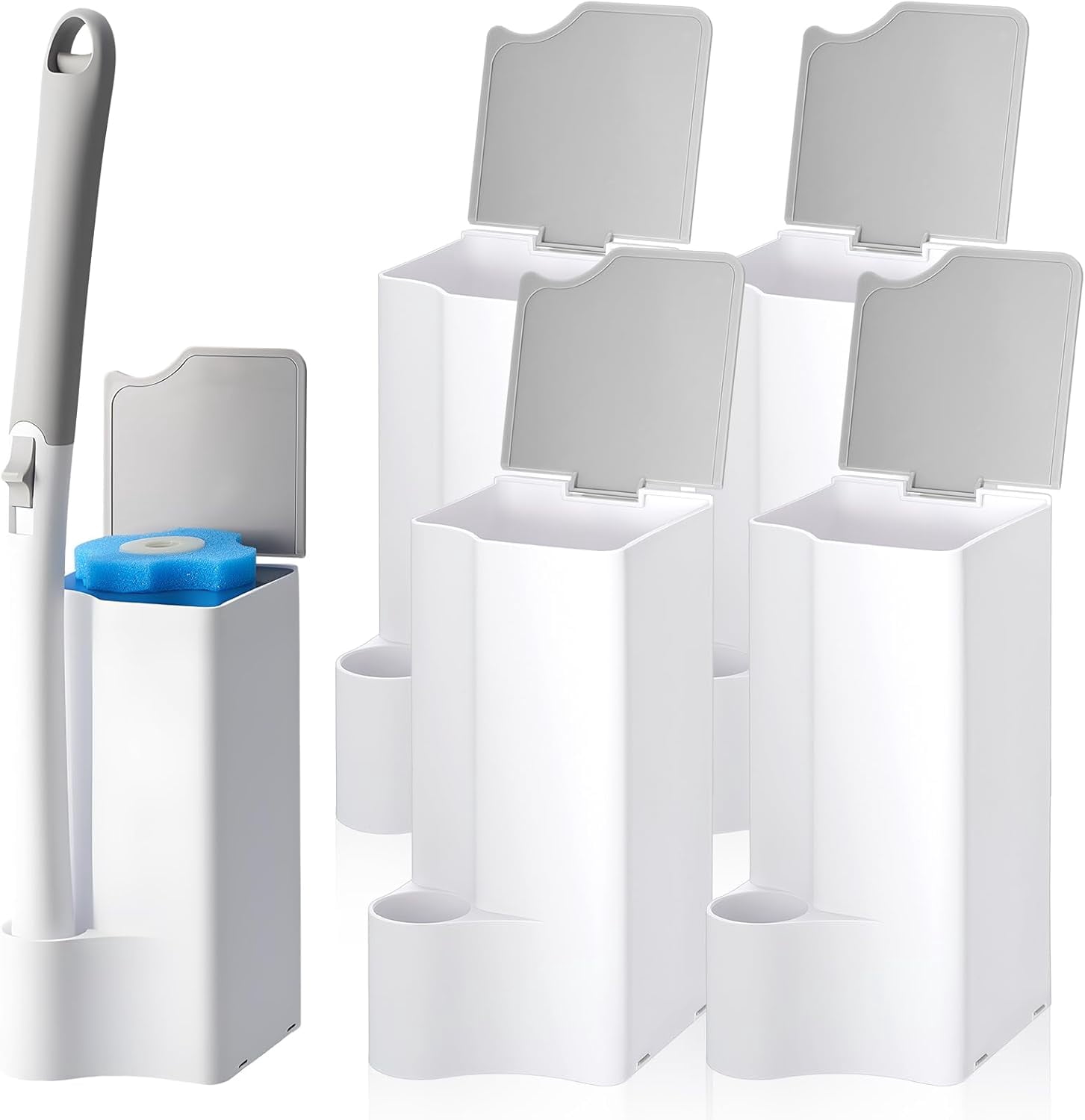 Fuliko 4 Pack Wand Holder White Bathroom Storage Organizer for Cleaning ...