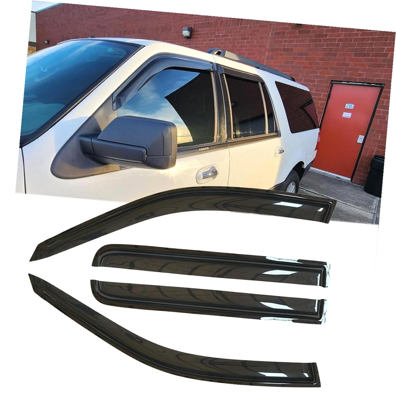 Fuliko 4-Piece Original Shatterproof Exterior Mount Sun Rain Guard Side ...