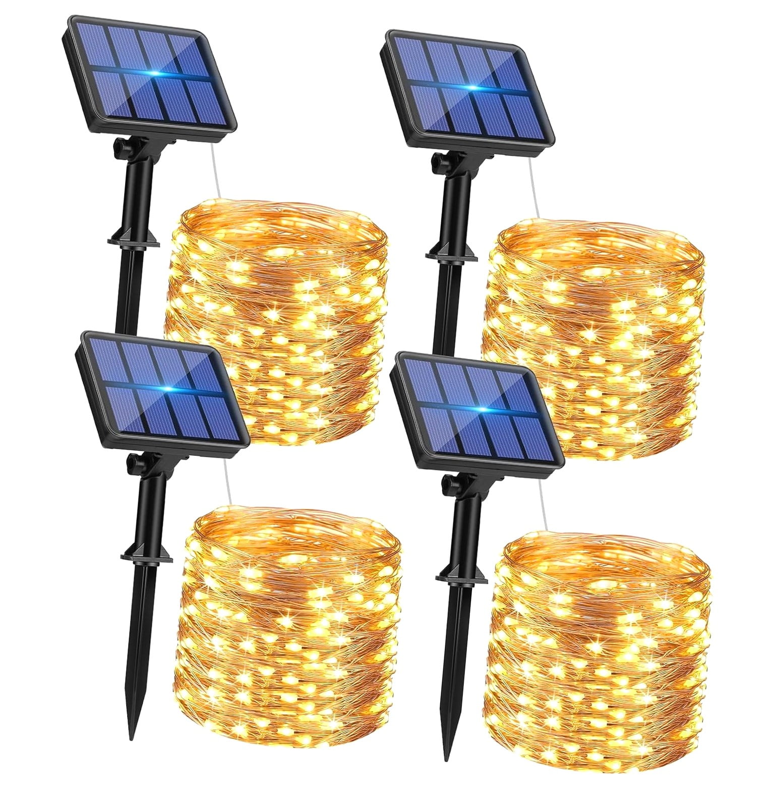 Fuliko 4-Piece Solar String Lights Total 320 LEDs 132 Feet Solar 8 ...