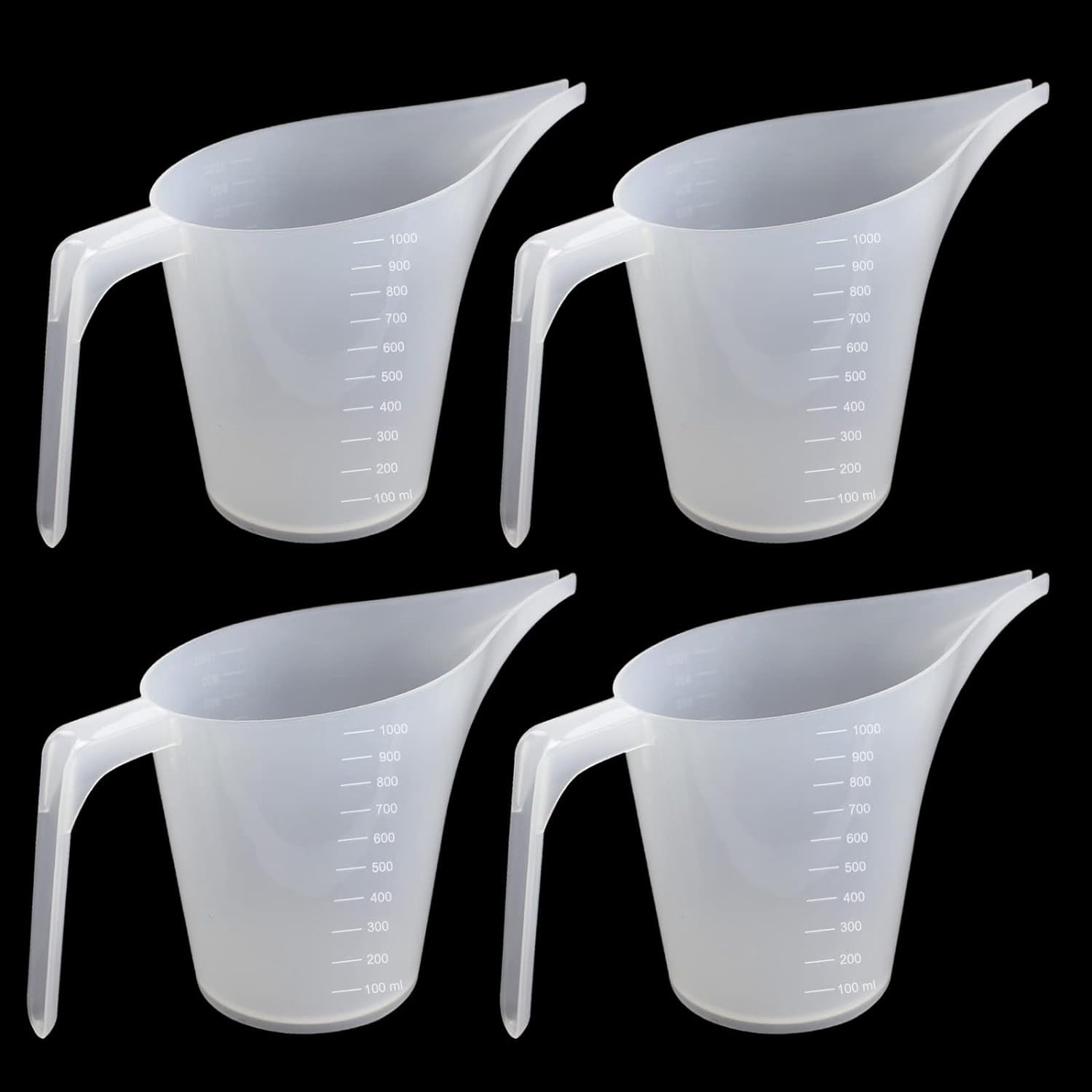 Fuliko 4 Pieces Plastic Funnel Pitcher 1000ml Measuring Cups with Long ...