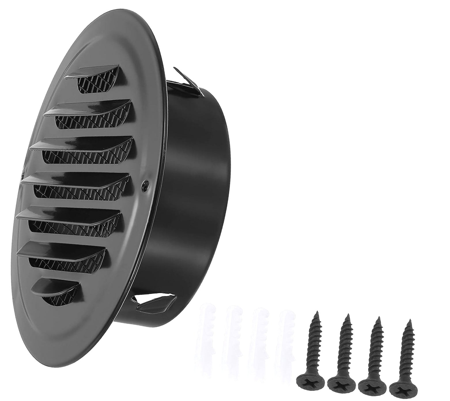 Fuliko 4" Round Air Vent Cover, Steel Louvered Wall Inlet Outlet Grill ...