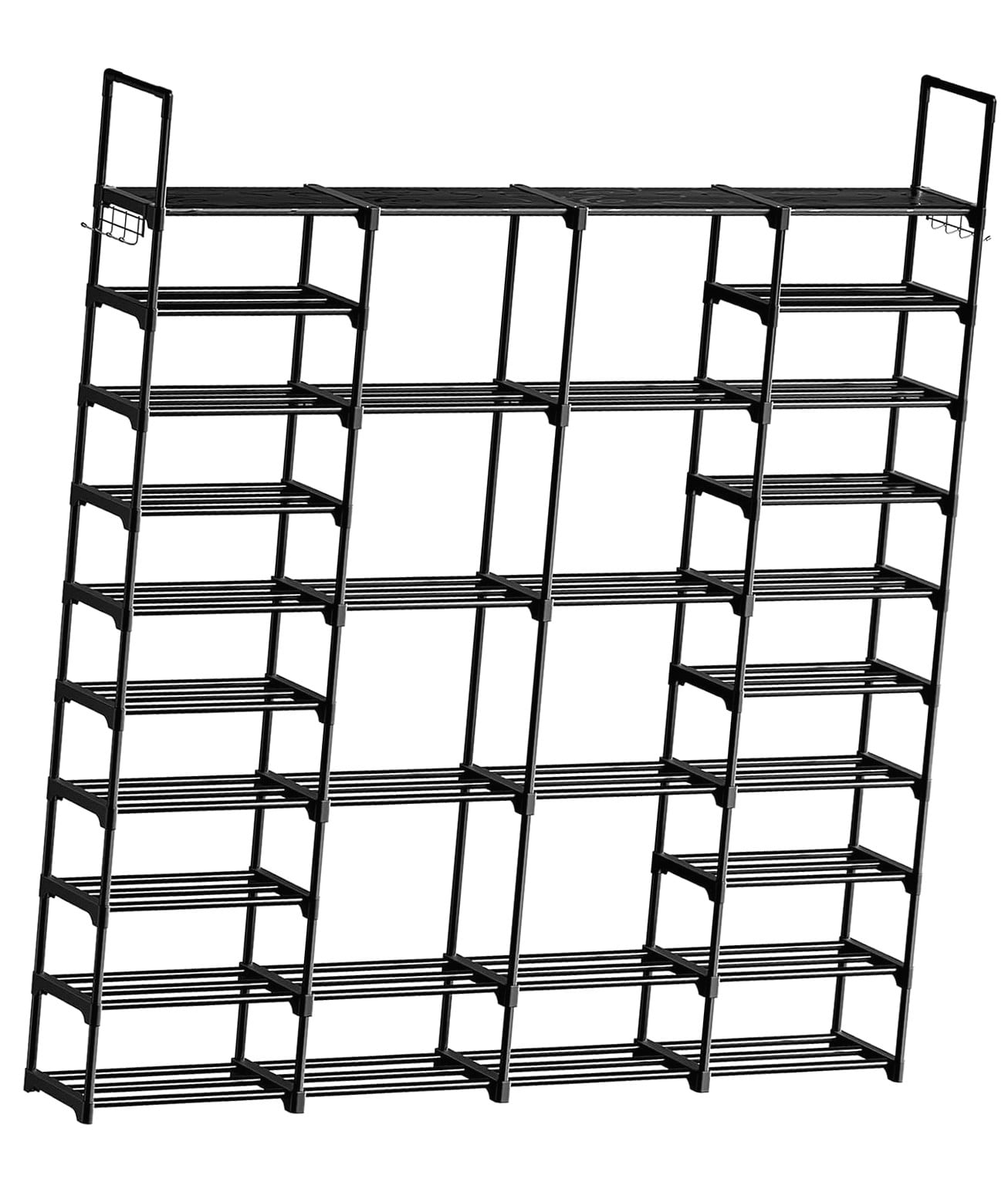 Fuliko 4 Row 10 Tier Extra Large Shoe Rack 72-80 Pairs Big Tall Metal ...