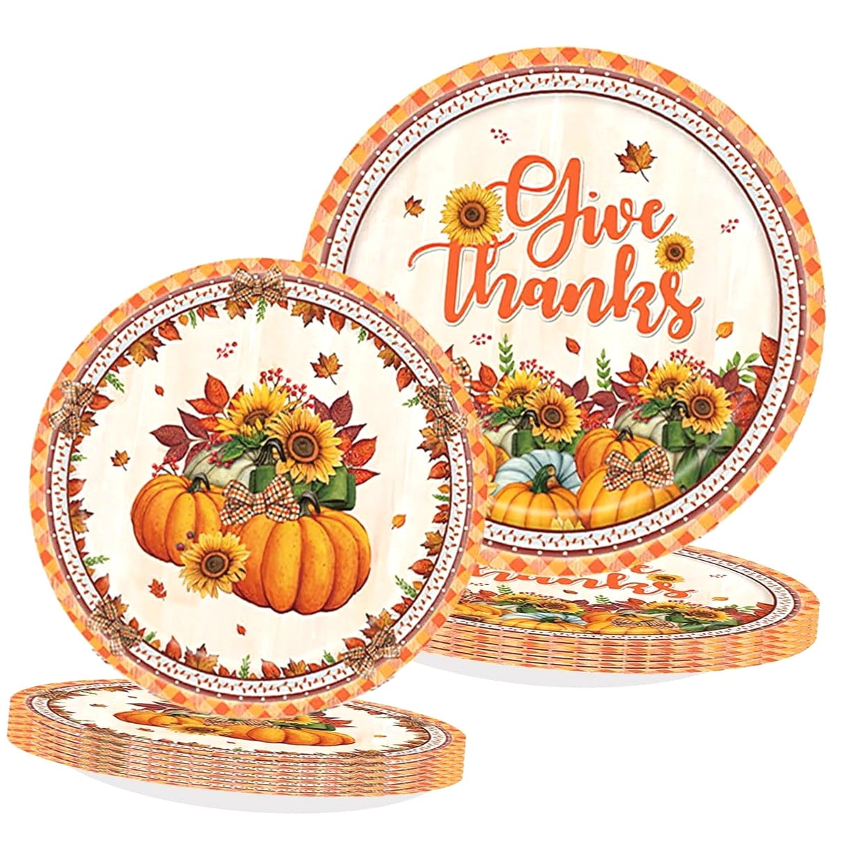 Fuliko 40 Pcs Thanksgiving Paper Plates 7'' and 9" Maple Sunflower ...