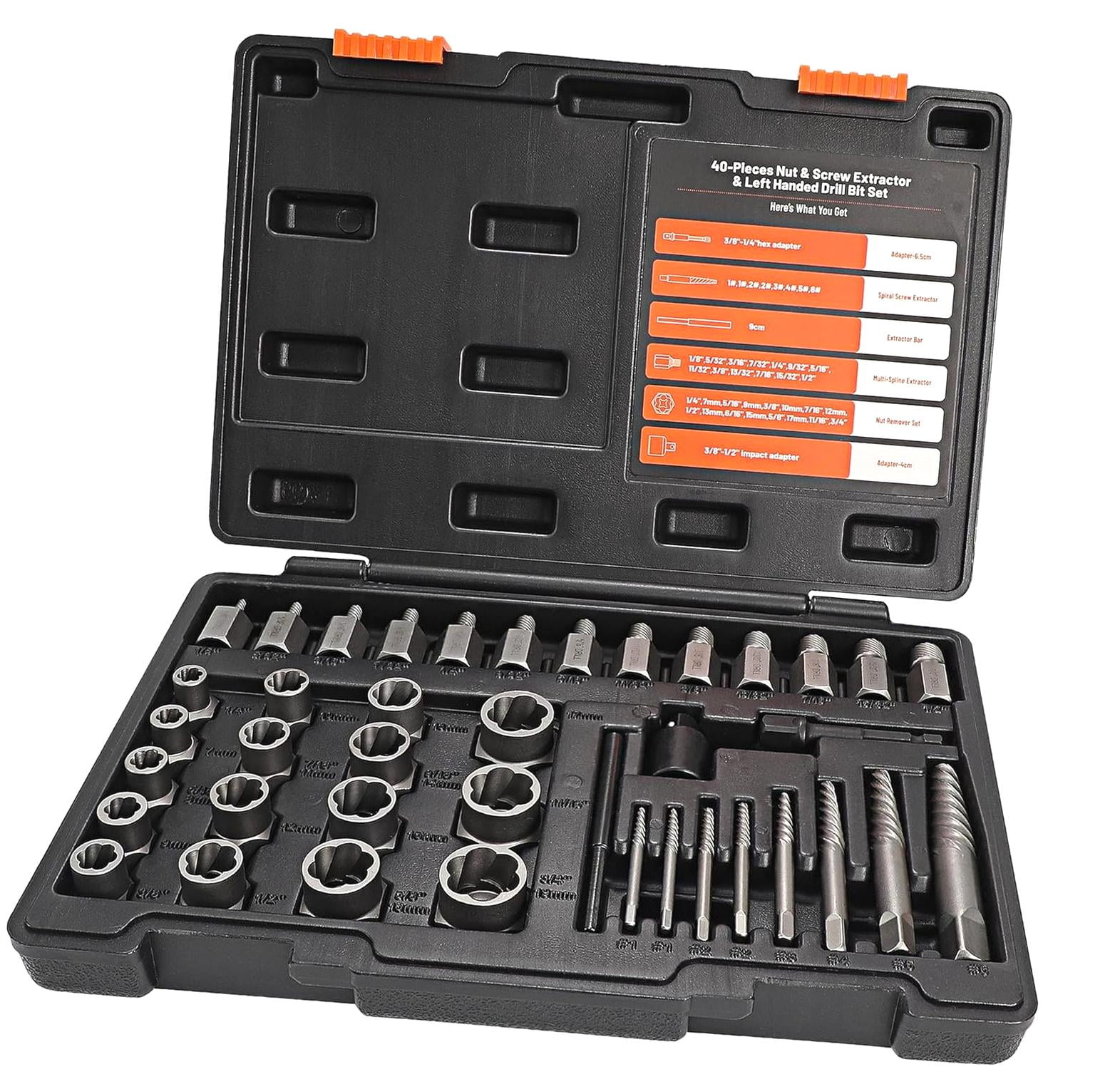 Fuliko 40 Piece Screw Extractor Kit, Dual-Purpose Hex Multi-Spline Lug ...