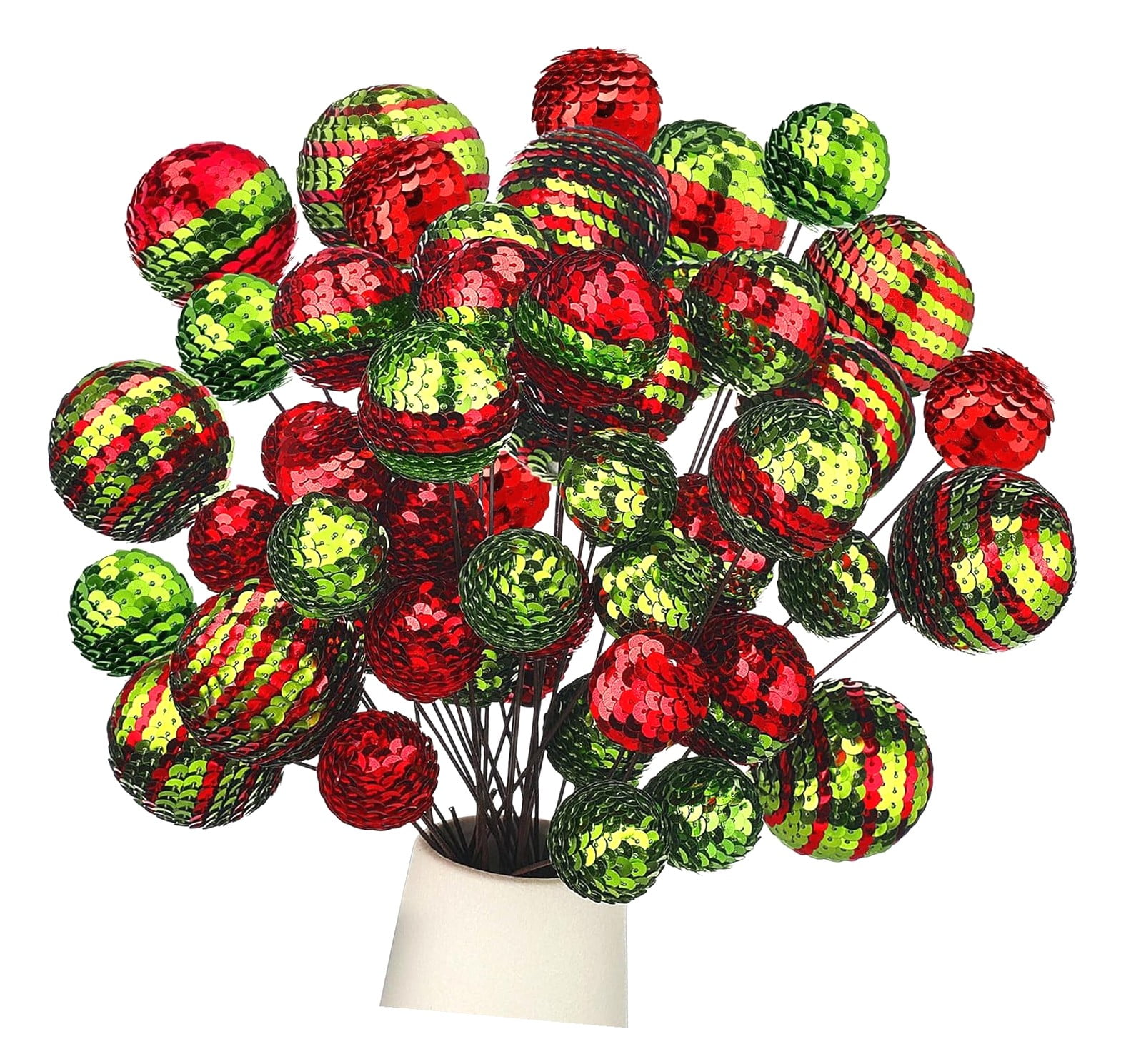 Fuliko 40 Set Christmas Sequins Decoration Picks Mixed Color Sequin ...