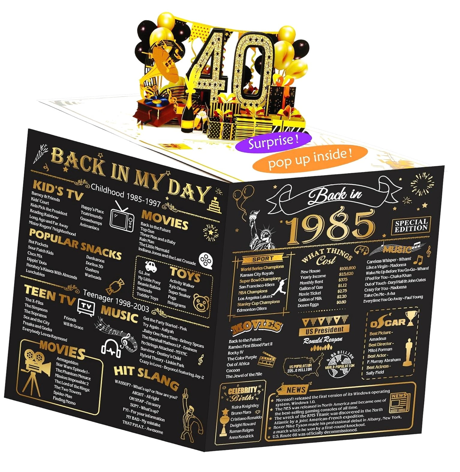 Fuliko 40th Birthday Card for , 3D 40th Birthday Greeting for Him Her ...