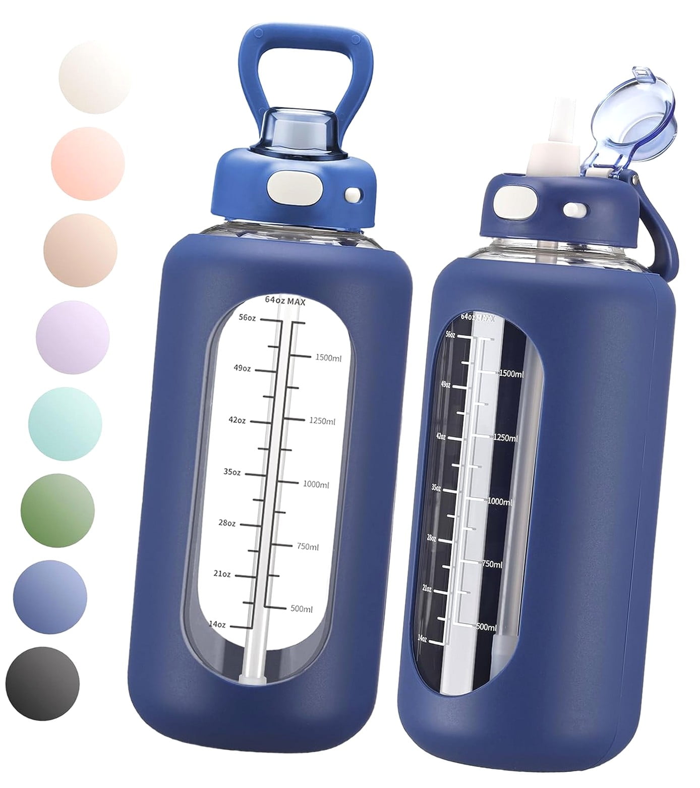 Fuliko 42 oz Water with Handle Half Gallon Large Motivational Water ...