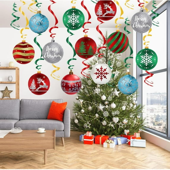 Fuliko 48 Pieces Christmas Party Hanging Swirl Set Decorations Xmas ...