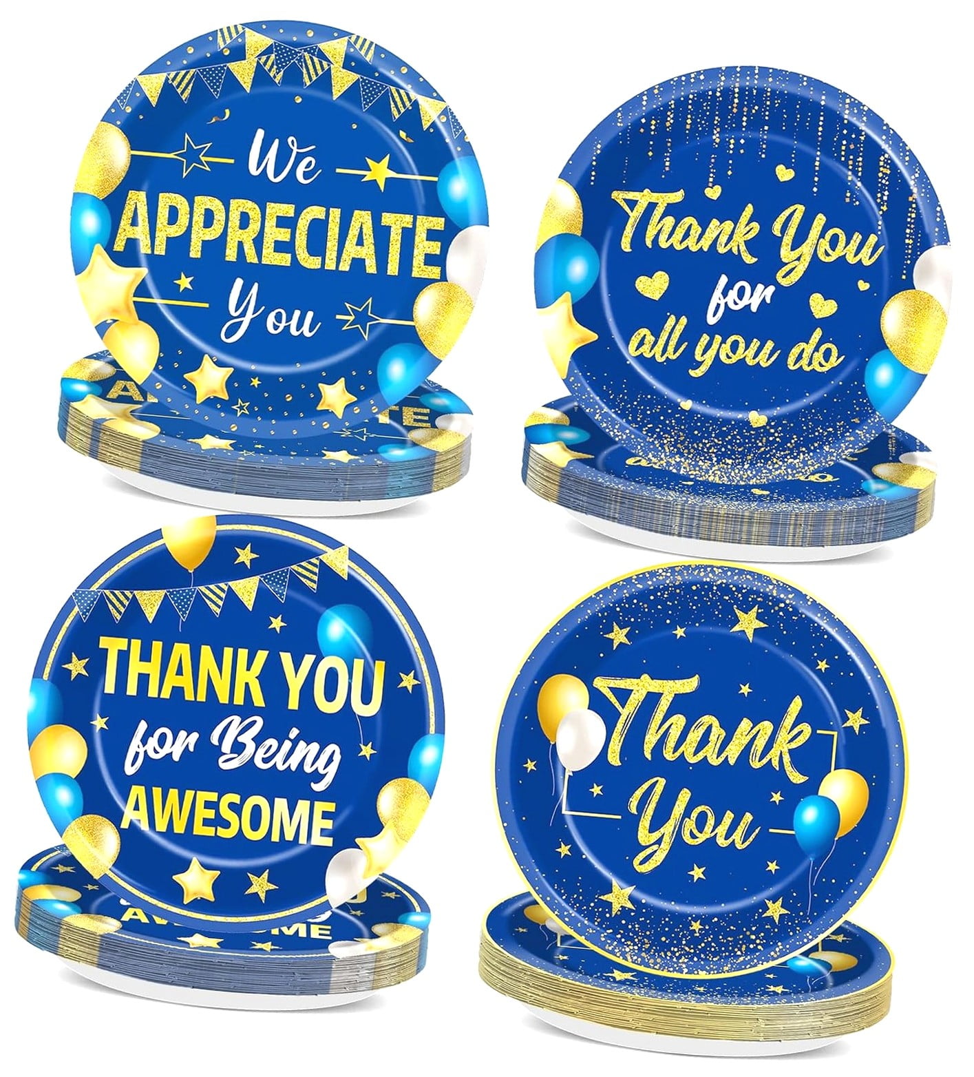 Fuliko 48Pcs Blue We Appreciate You Paper Plates Thank You Party ...