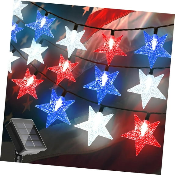 Fuliko 4th of July Twinkle Solar Star String Lights Decorations 39FT ...