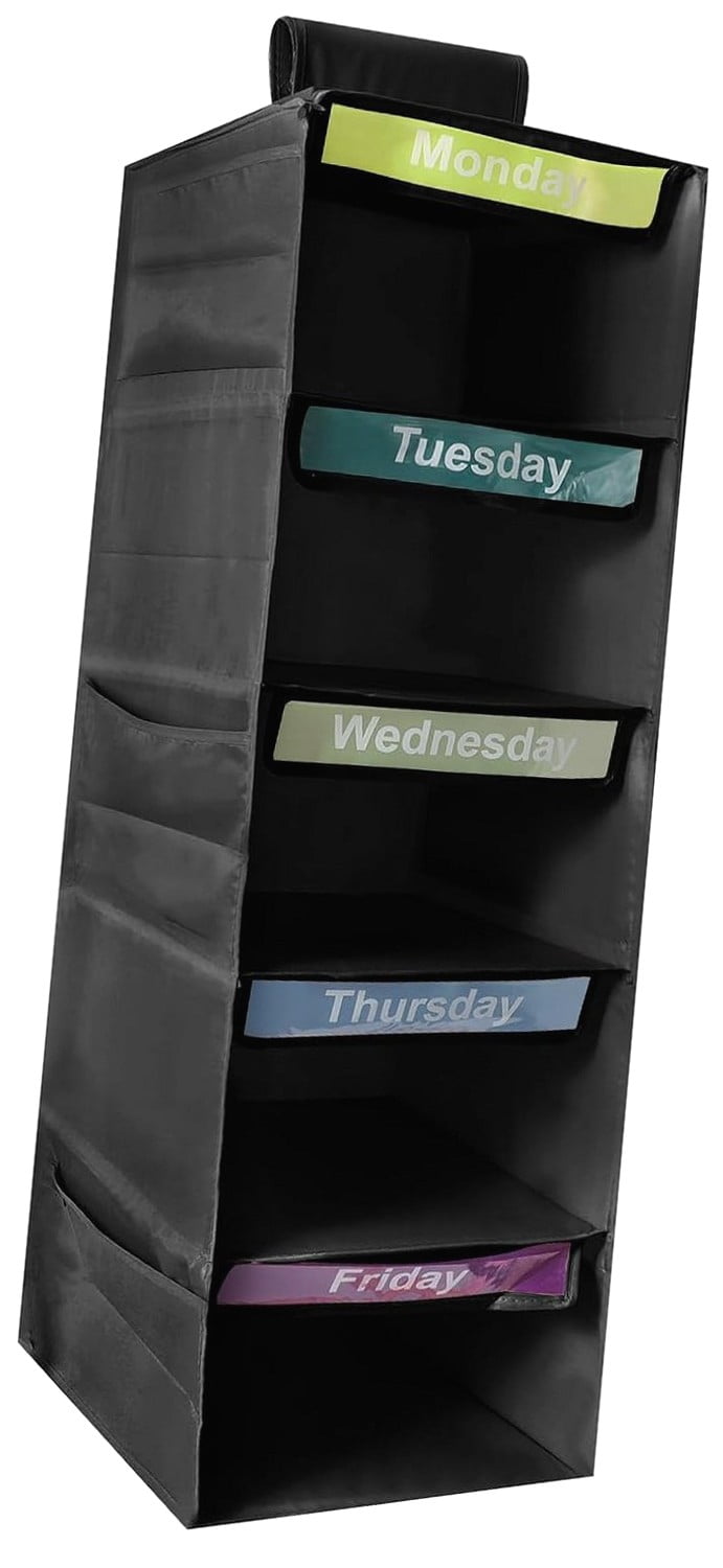 Fuliko 5-Day Weekly Clothes Organizer Days of The Week Hanging Storage ...