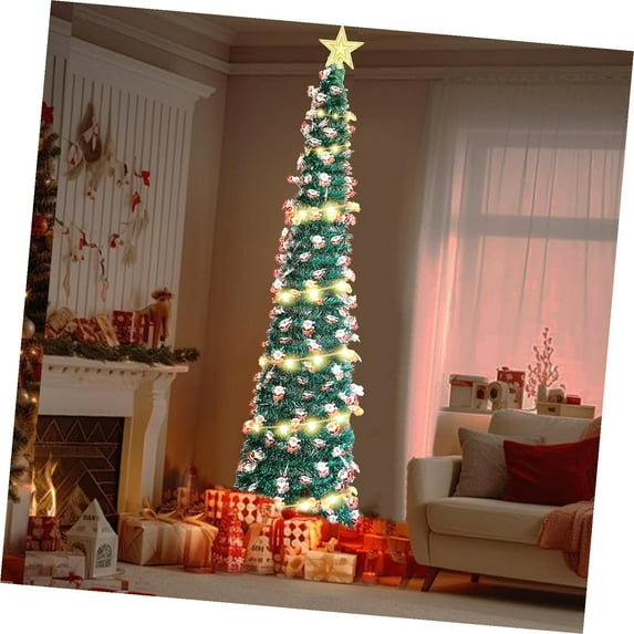 Fuliko 5-Foot Christmas Tree with 50 Lights, Pre-Lit Xmas Tree Tinsel ...