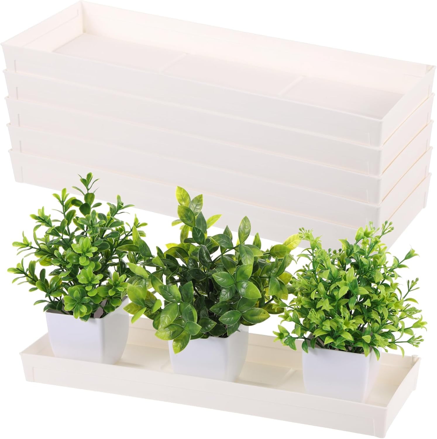 Fuliko 5 PCS Plastic Plant Tray Saucer with 2 Removable Drain Plugs ...