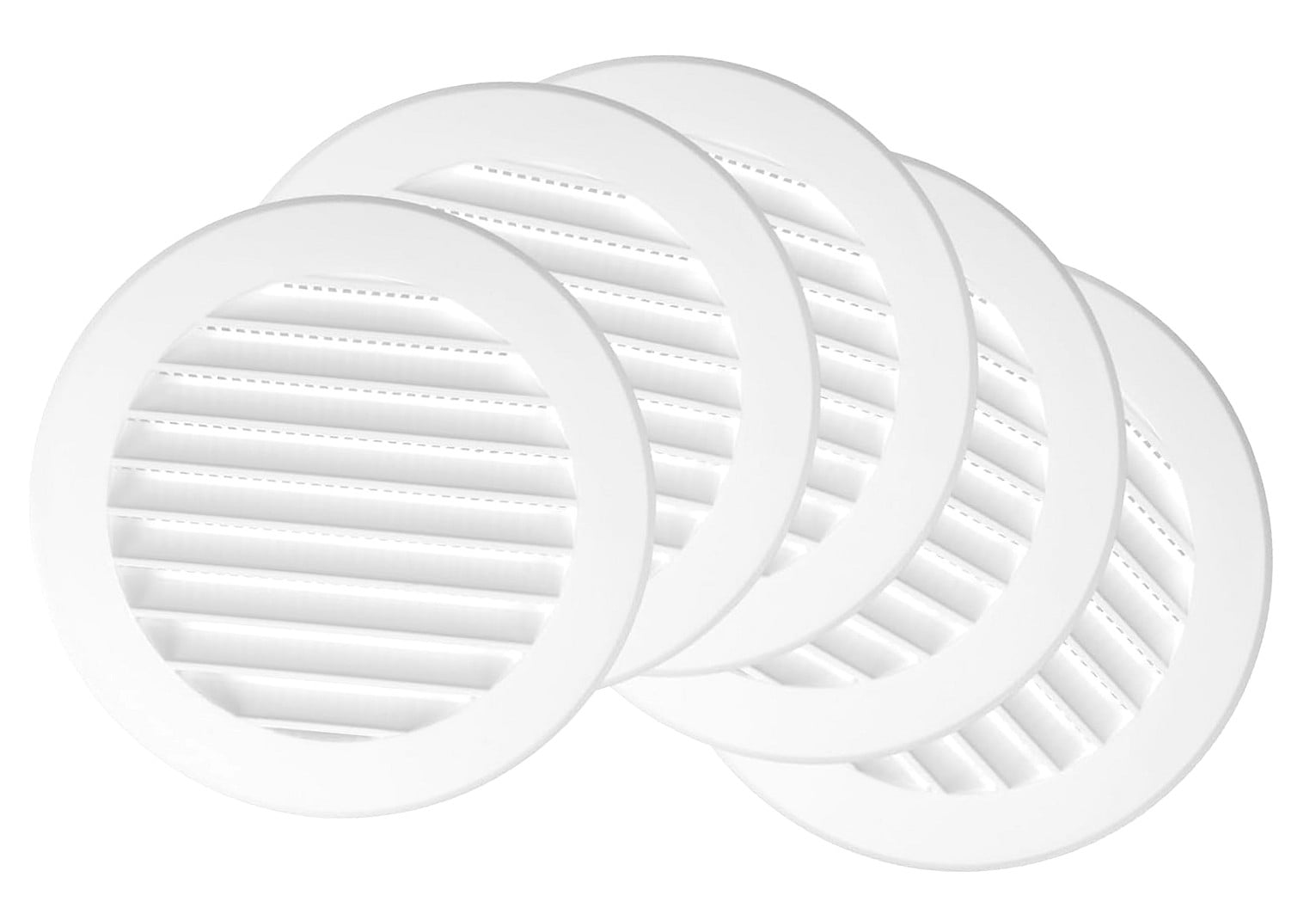 Fuliko 5-Pack 4'' Inch Plastic White Vent Covers with Flange Round ...