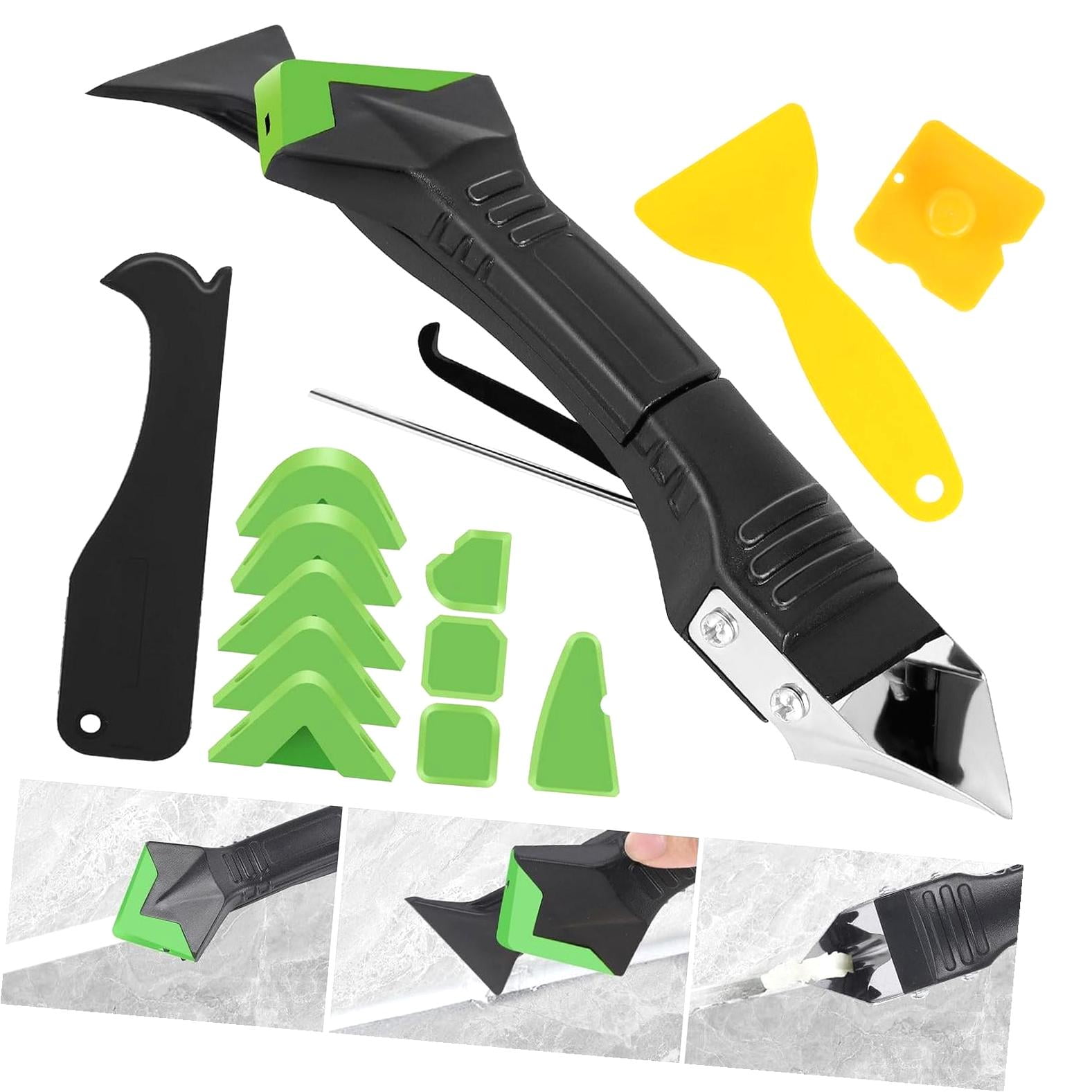 Fuliko 5-in-1 Caulking Tool, Silicone Sealant Finishing Kit with Caulk Remover and Grout Scraper ...