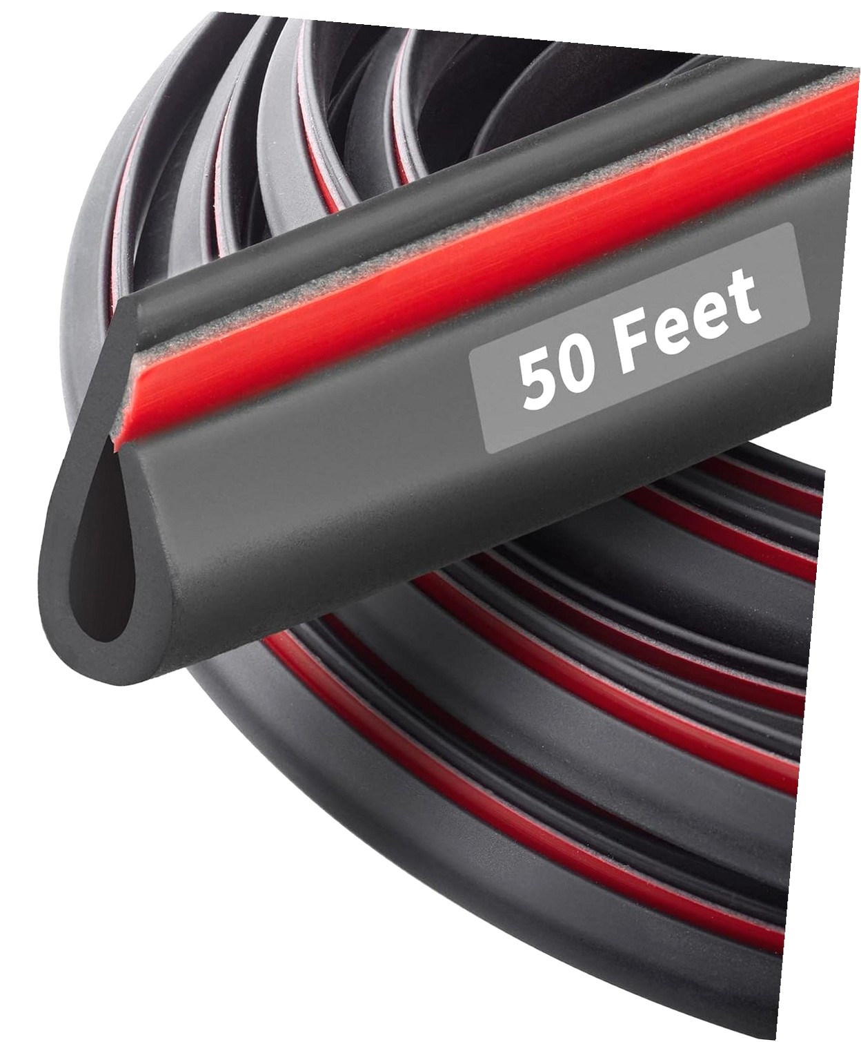 Fuliko 50 Feet Rubber Seal Strip, Self-Adhesive Rubber Channel Weather ...
