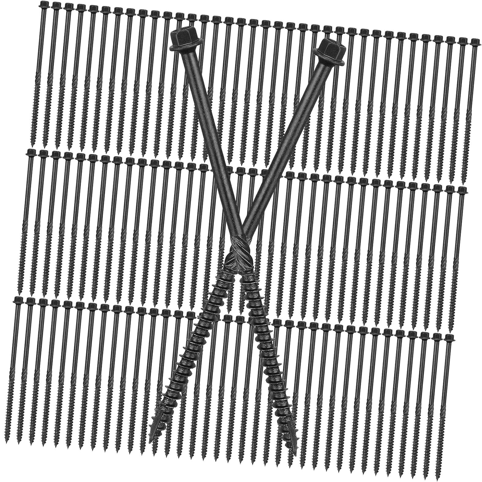 Fuliko 50 Pack 6 Inch Wood Screws Bulk Hex Structural Screws Steel ...