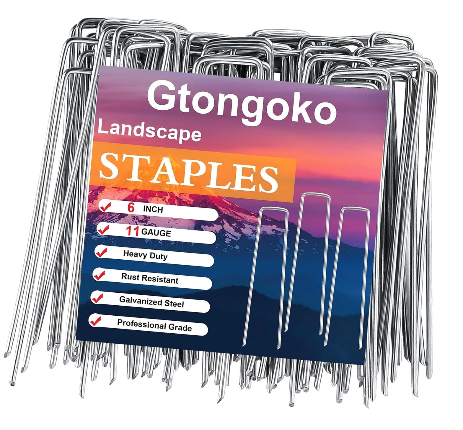Fuliko 50-Pack Galvanized Landscape Staples, 6-Inch Garden Stakes for ...