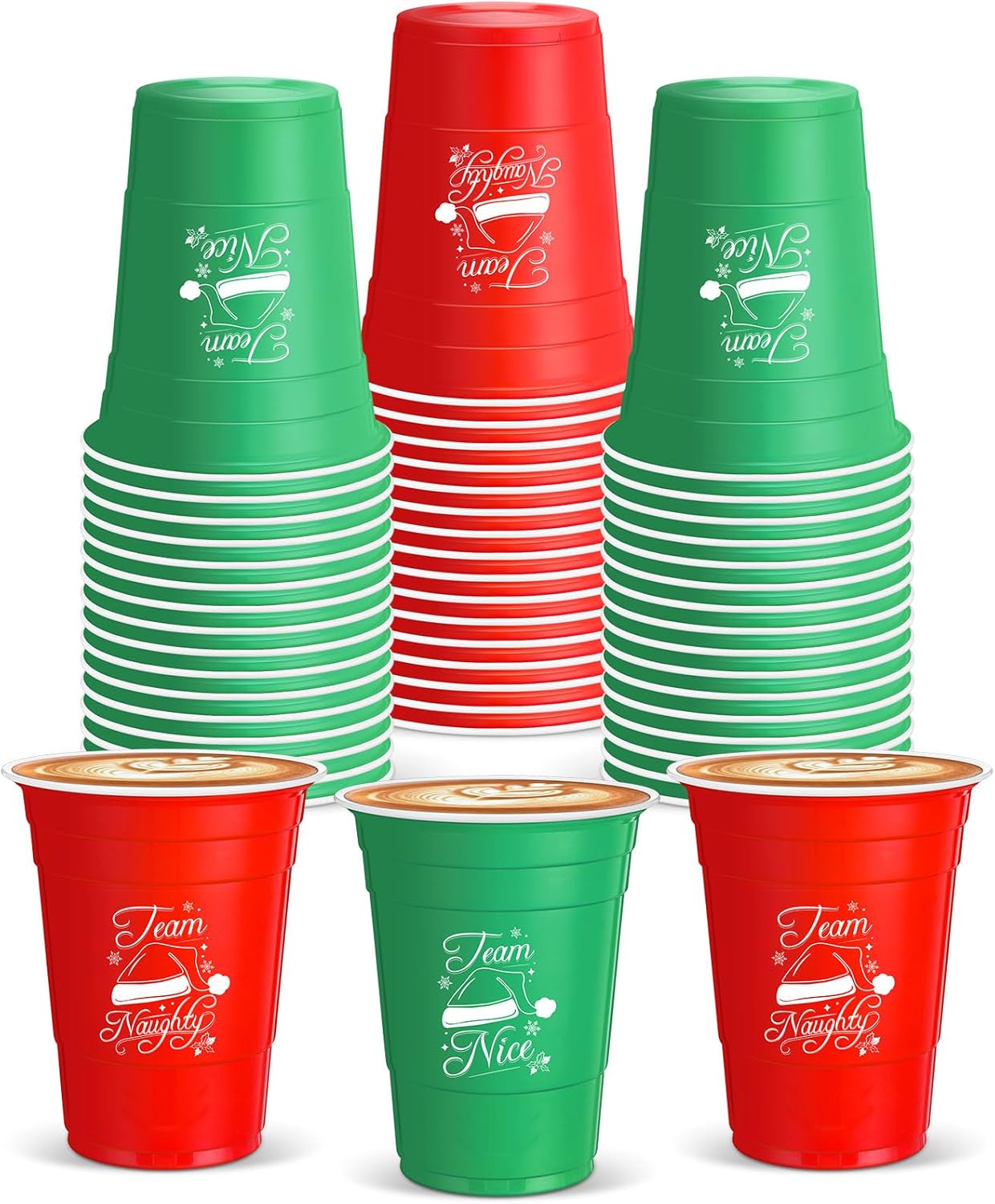 Fuliko 50 Pieces Christmas Party Cups Bulk Christmas Plastic Cups Xmas ...