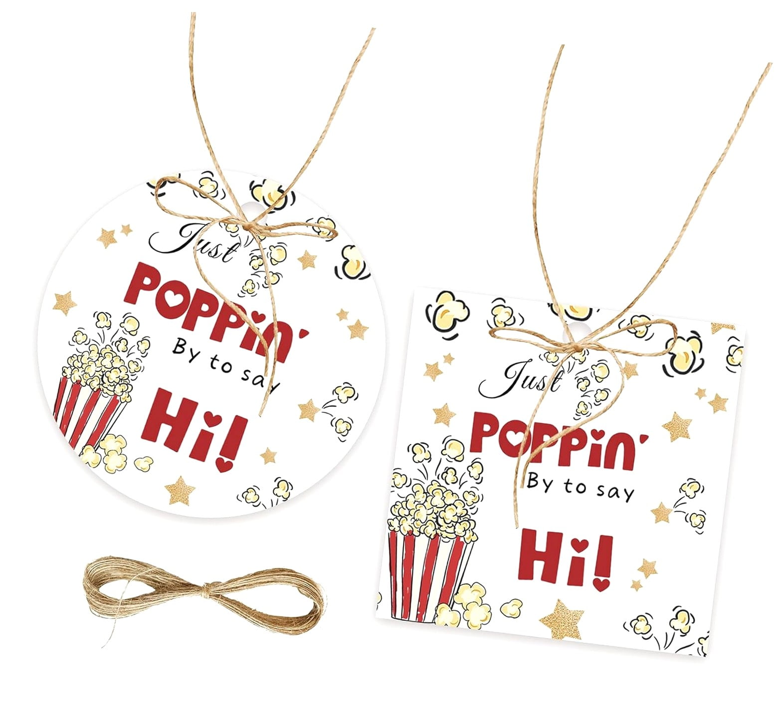Fuliko 50 Pieces Just Popping By to Say Hi Thank You Tags, Popcorn ...