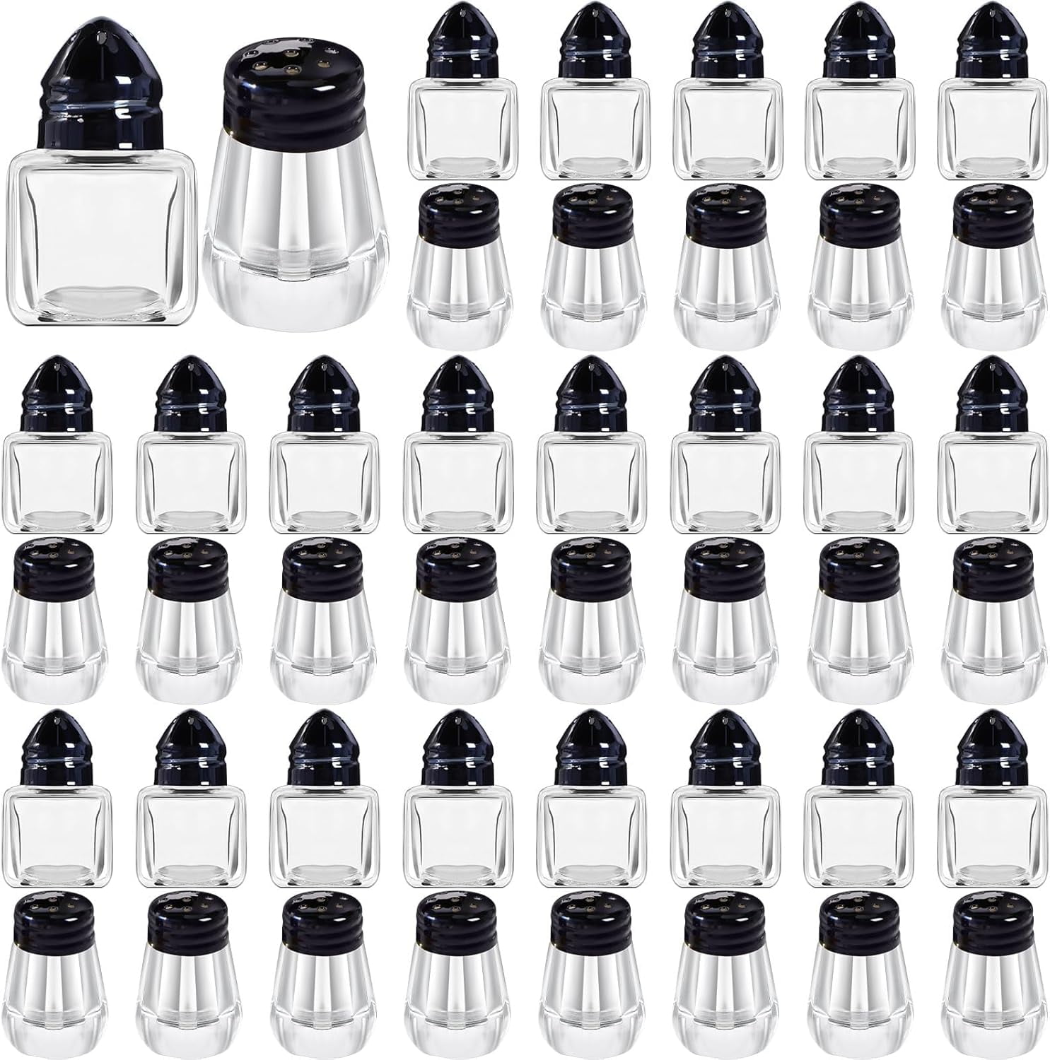 Fuliko 50 Set Salt and Pepper Shakers Small Bulk Clear Individual ...