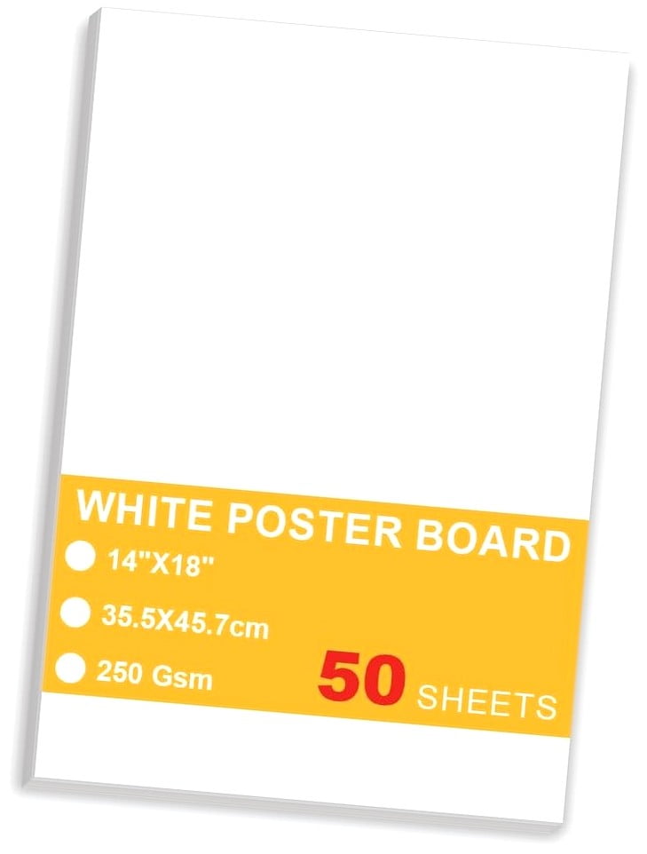 Fuliko 50 White Poster Boards, 14"x18" White Poster Paper, Heavyweight ...
