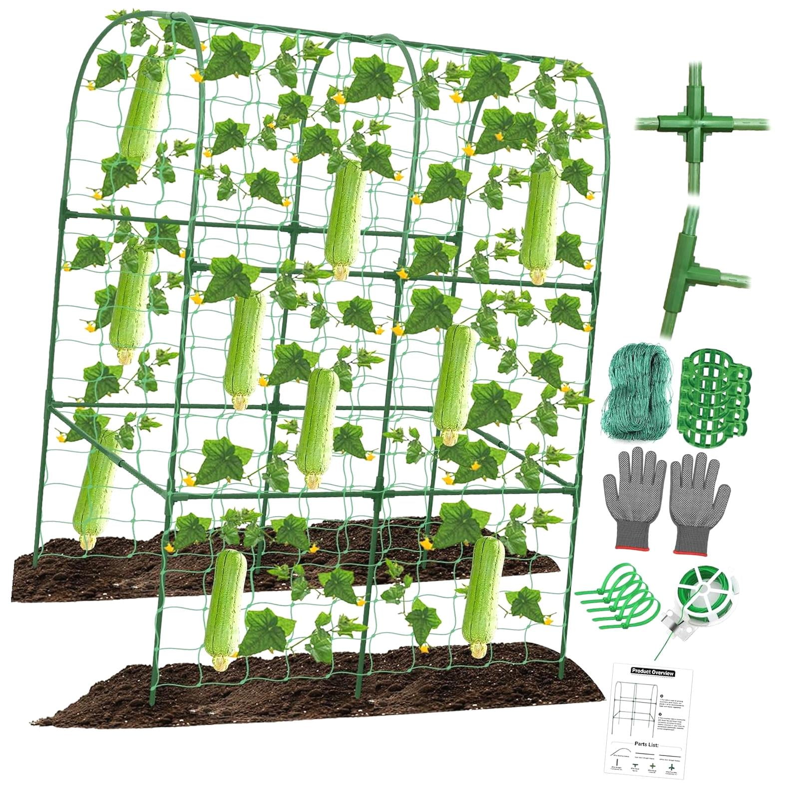 Fuliko 50 x 34 Inch U-Shaped Cucumber Trellis for Raised Beds, Metal ...