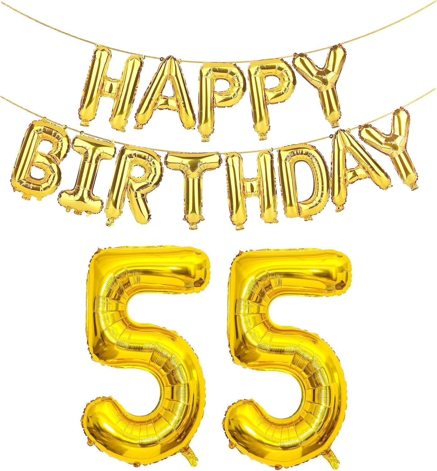 Fuliko 55th Birthday Decorations for 55 Number Foil with Letter Banner ...