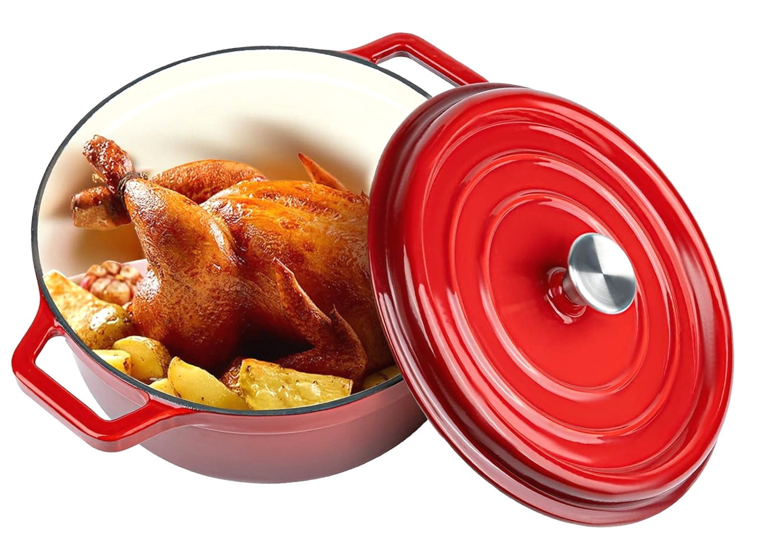 Fuliko 6.5 Quart Enameled Dutch Oven Pot with Lid, Cast Iron Dutch Oven ...