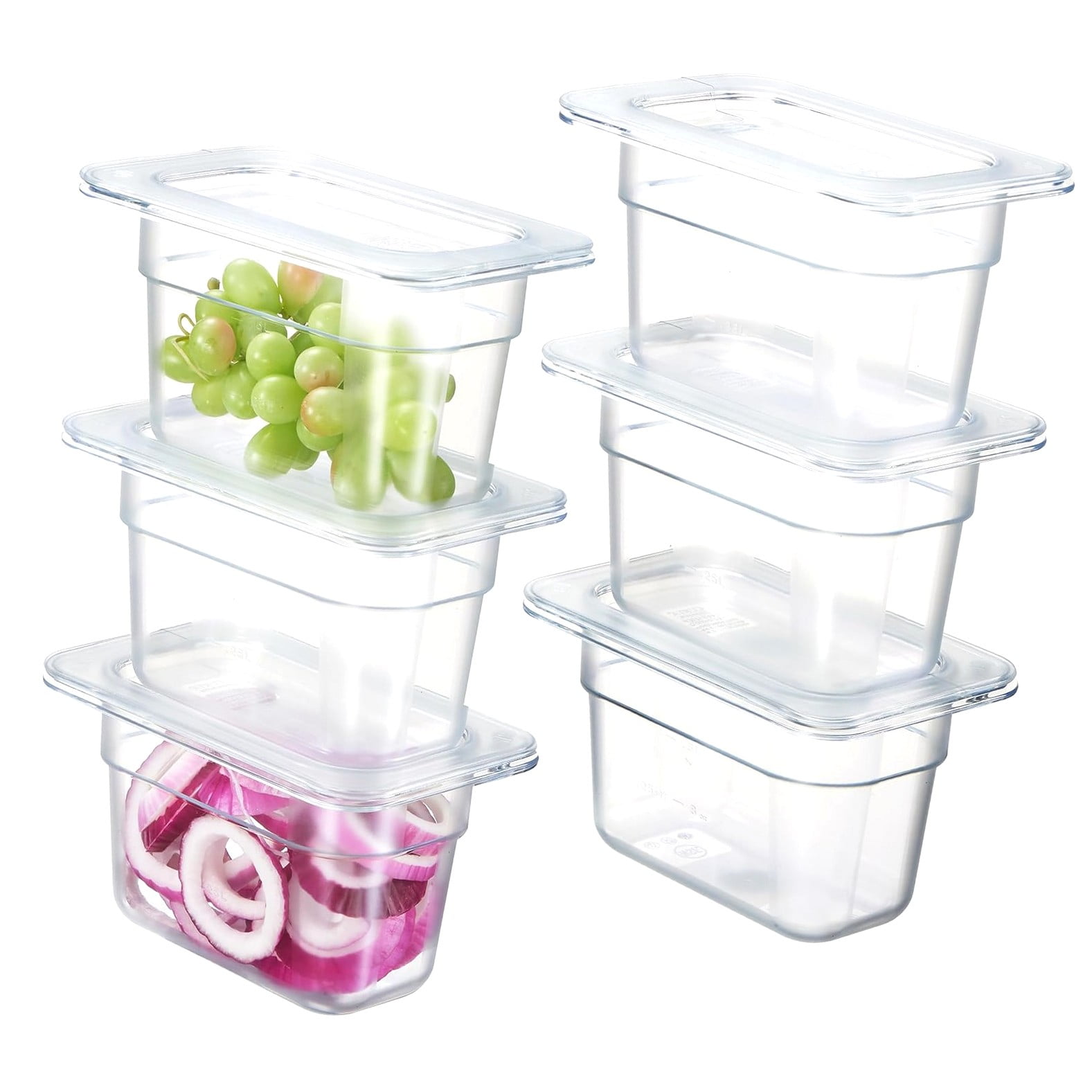 Fuliko 6-Pack 1/9 Size 4" Deep NSF Polycarbonate Food Pans with Handles ...