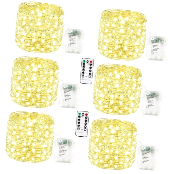Fuliko 6-Pack 100- Christmas String Lights with Remote, 8 Modes Timer ...