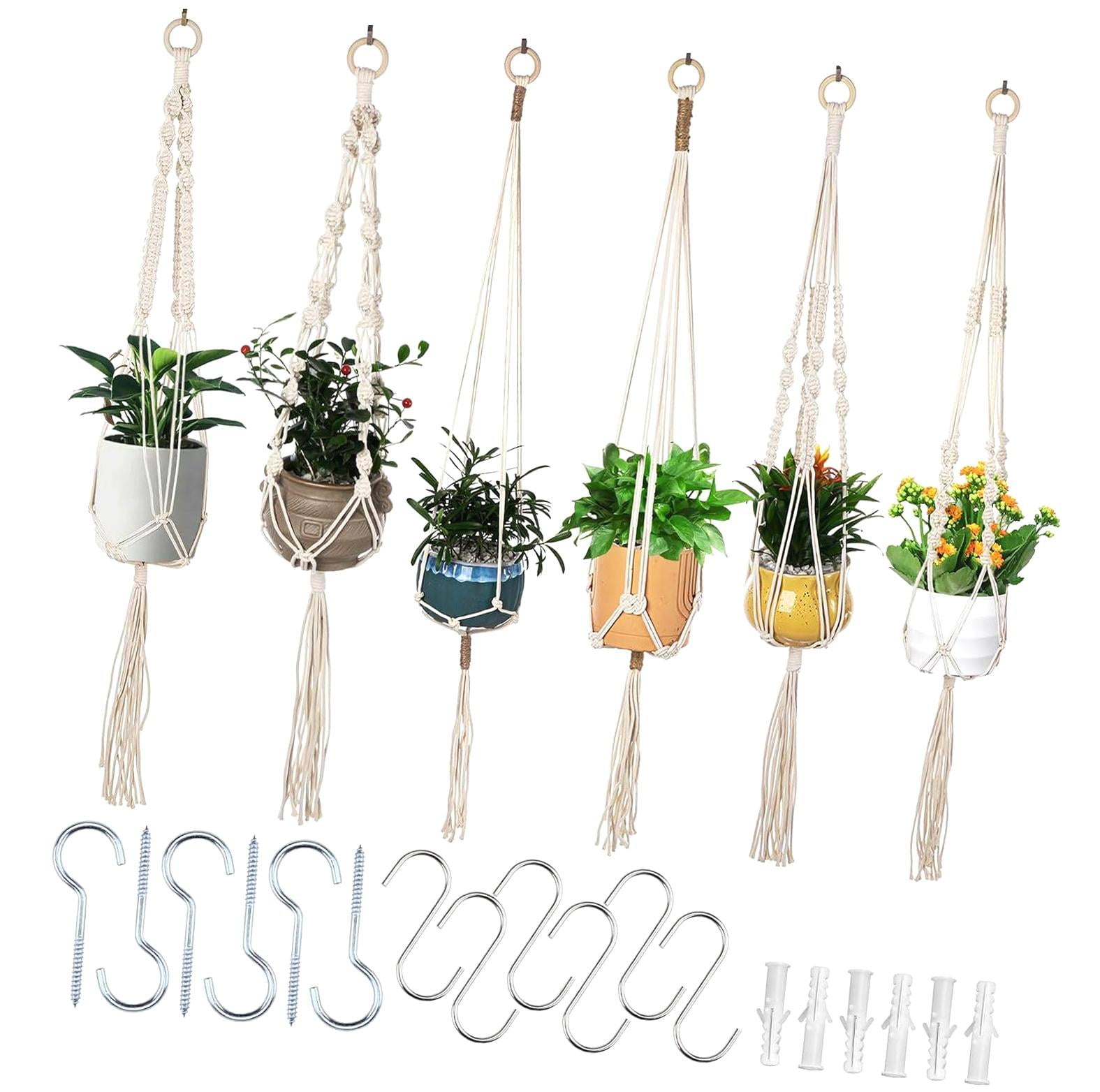 Fuliko 6 Pack Macrame Plant Hanger, 37.4 Inch Hanging Planters for ...