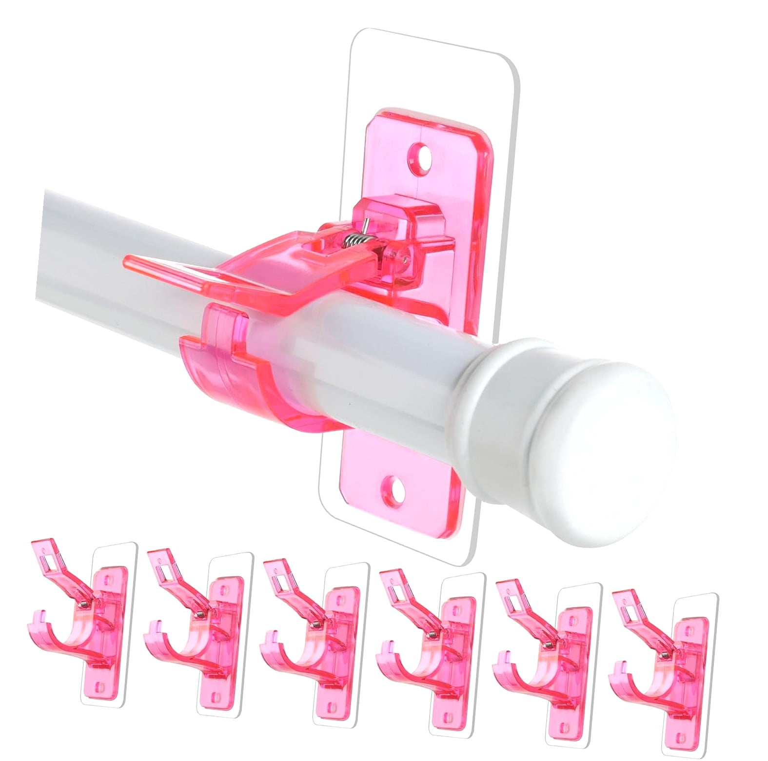 Fuliko 6-Pack No Drill Needed Curtain Rod Holders Brackets, Rods Holder ...
