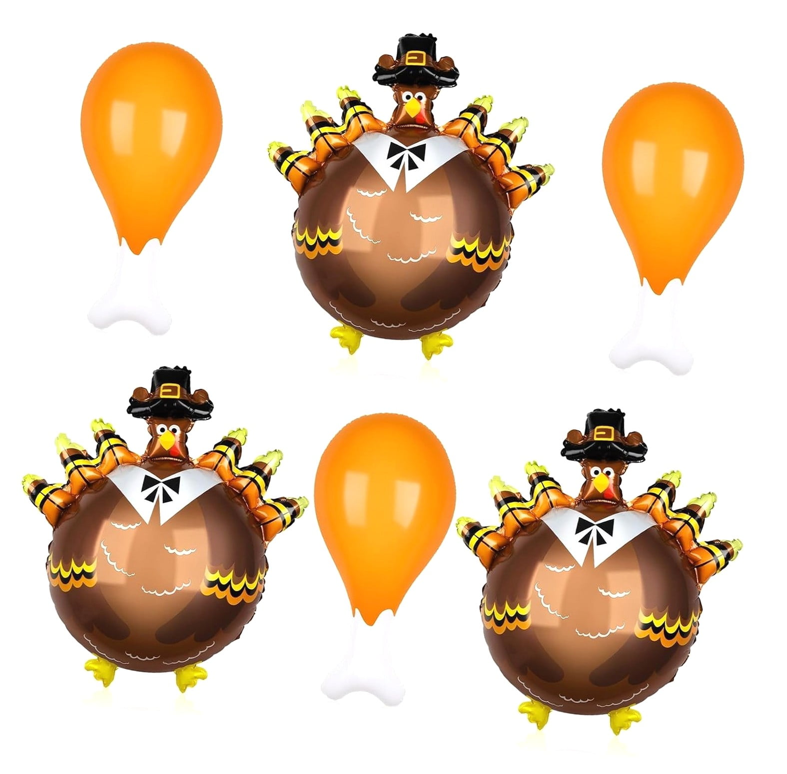 Fuliko 6 Pcs Thanksgiving Turkey Sets Include Turkey Balloon and ...