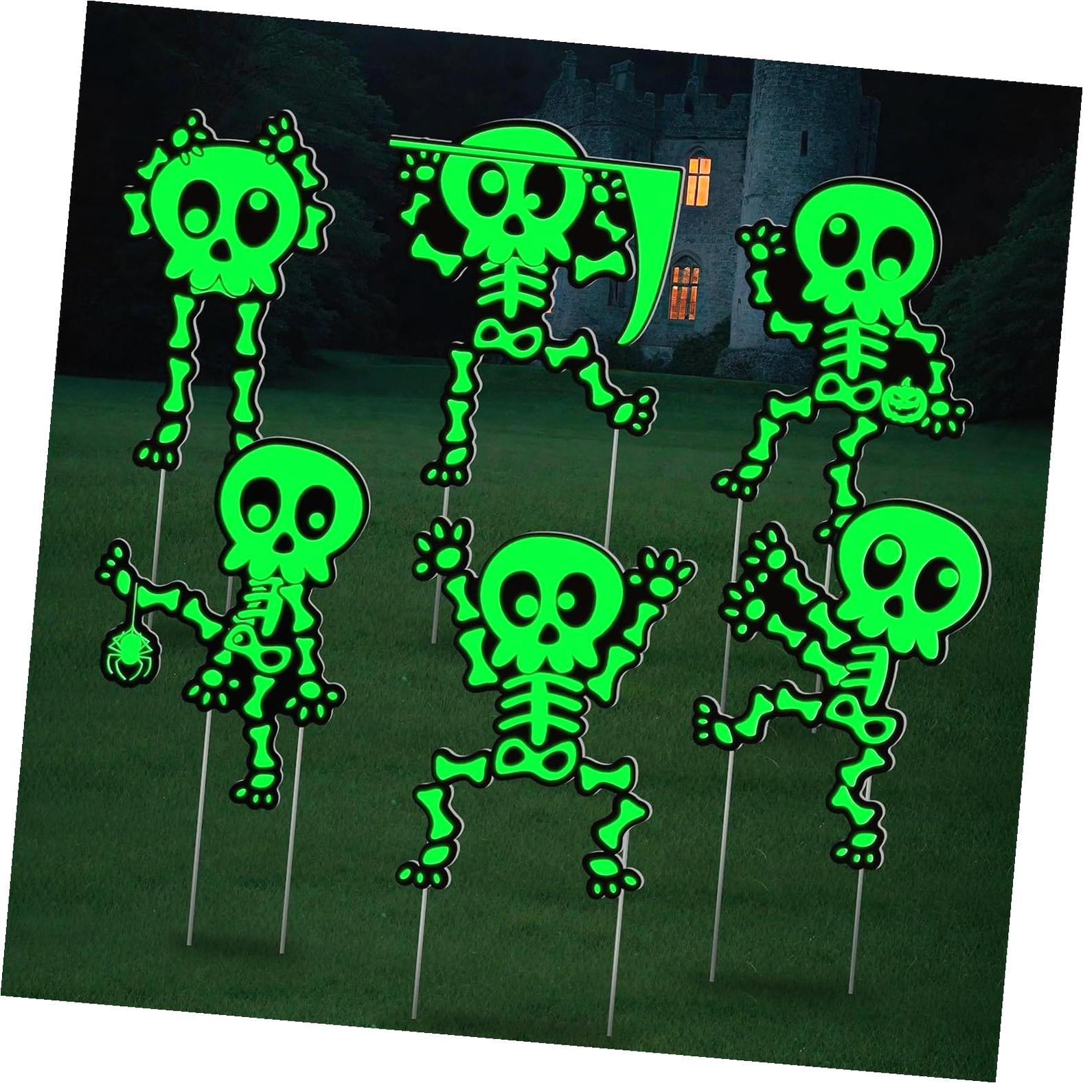 Fuliko 6 Piece Glowing Skeleton Set, Humorous Fluorescent Skeleton ...
